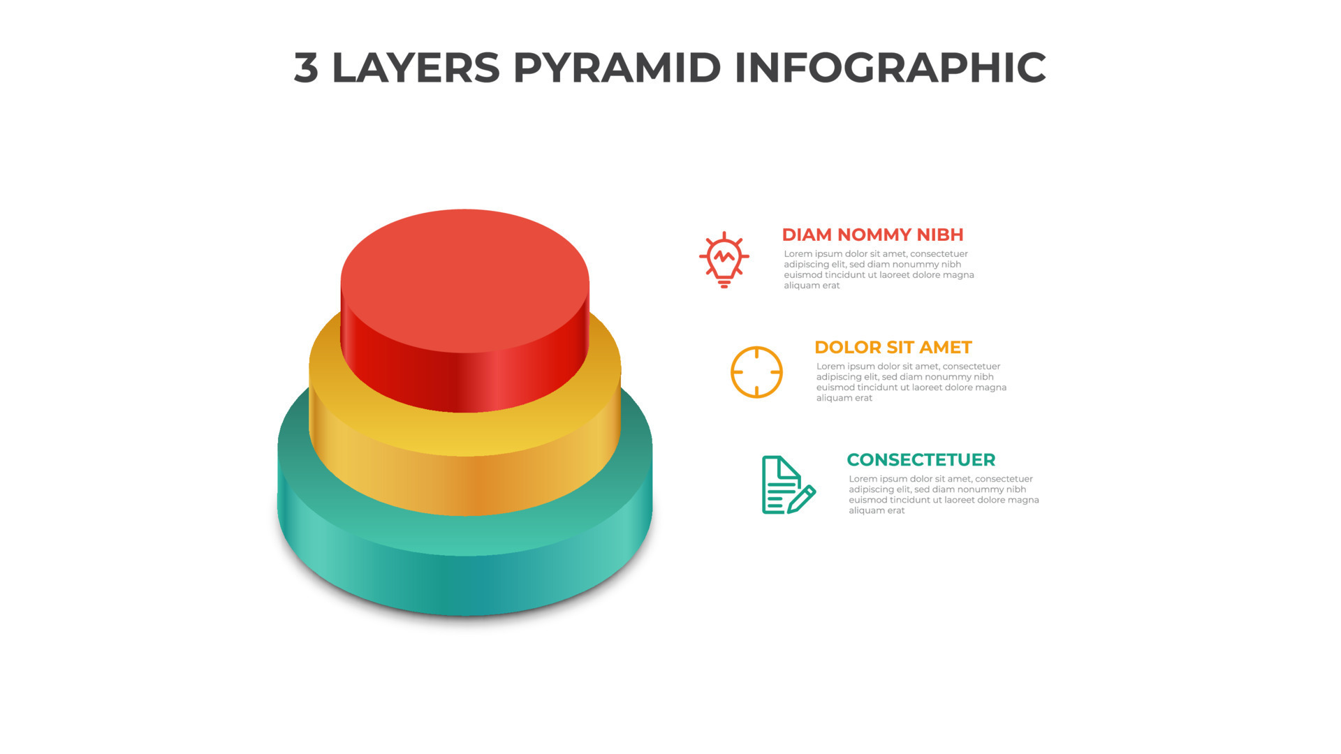 3 layers of pyramid infographic element vector, layout template for ...