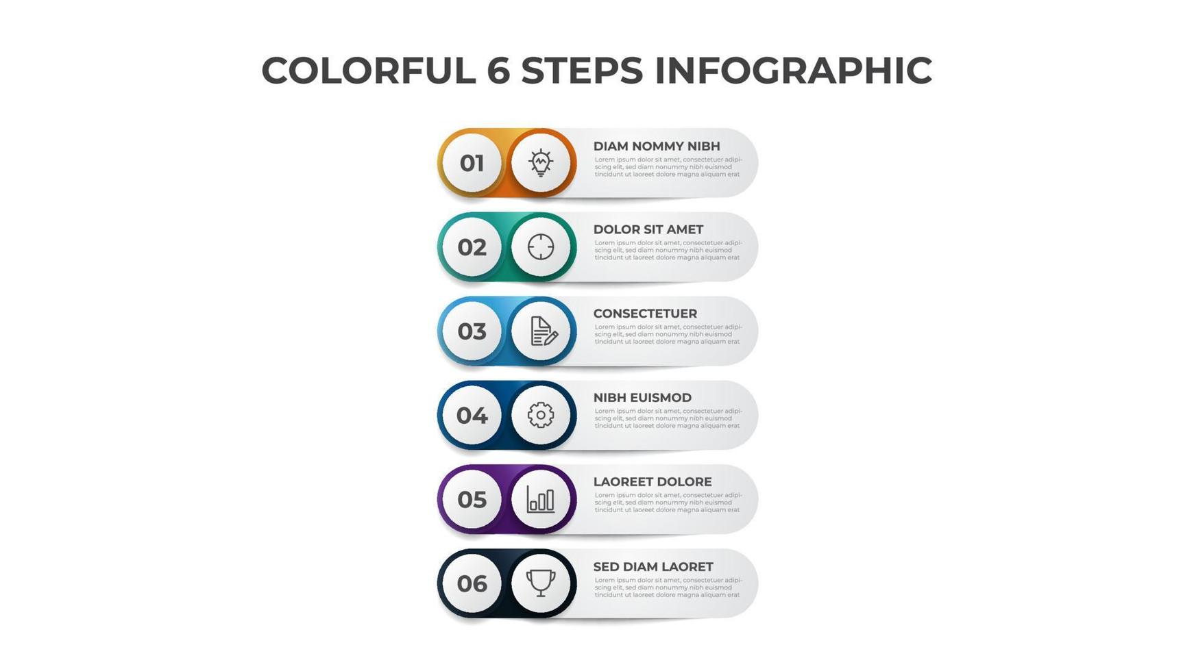 6 points of steps, infographic element template vector, list layout diagram 16891860 Vector Art ...