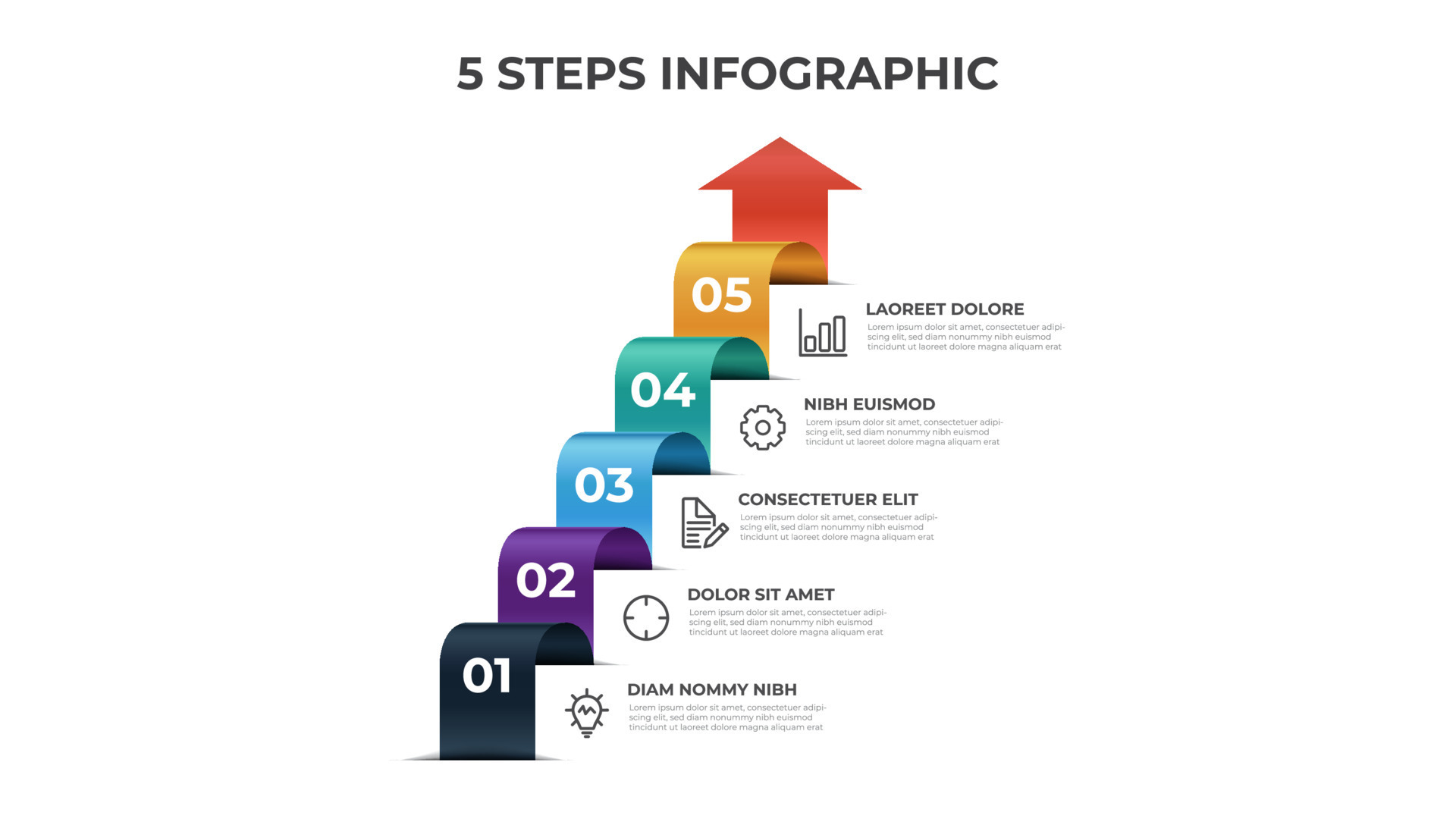 5 stairs of steps, infographic element template, layout design vector with list arrow diagram ...