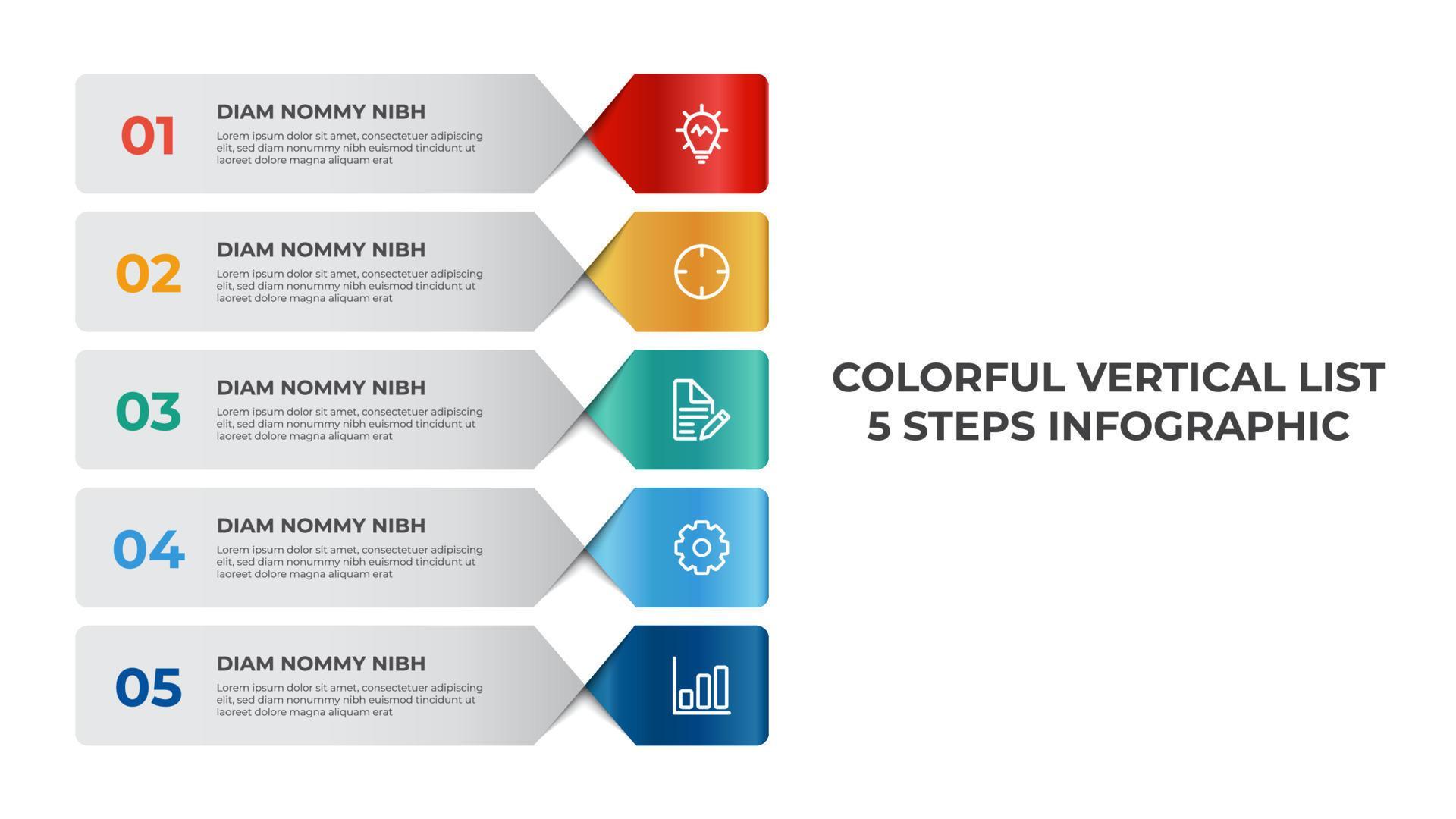 Vertical list infographic element template, business data visualization ...
