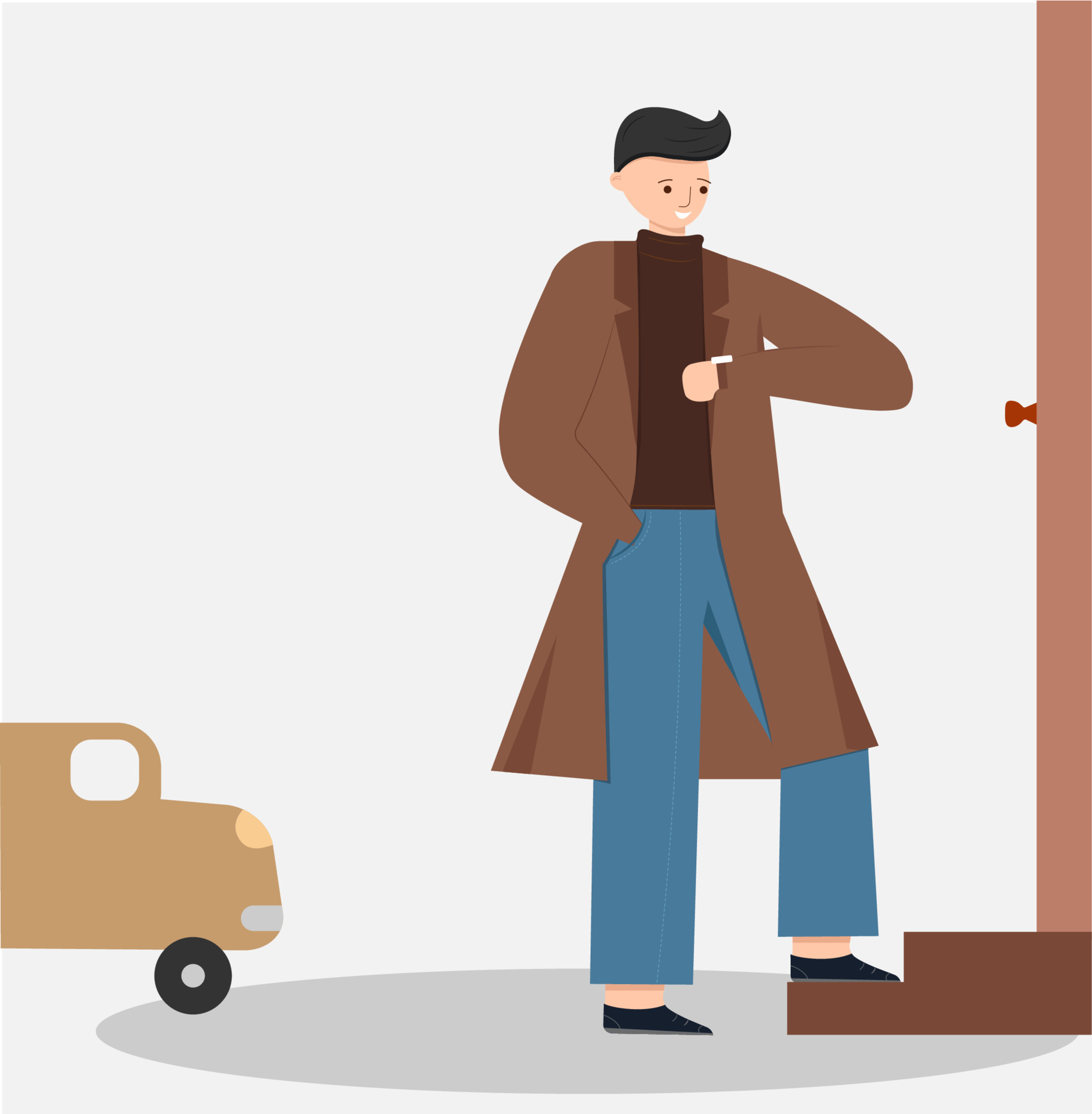 Man Waiting At The Door 16893673 Vector Art At Vecteezy