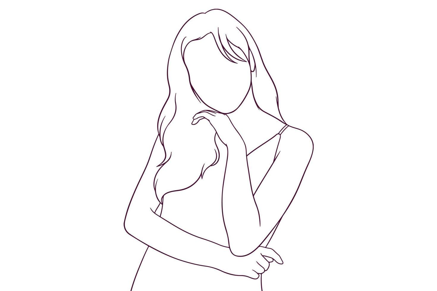 young beautiful woman posing hand drawn style vector illustration ... young beautiful woman posing hand drawn style vector illustration ...