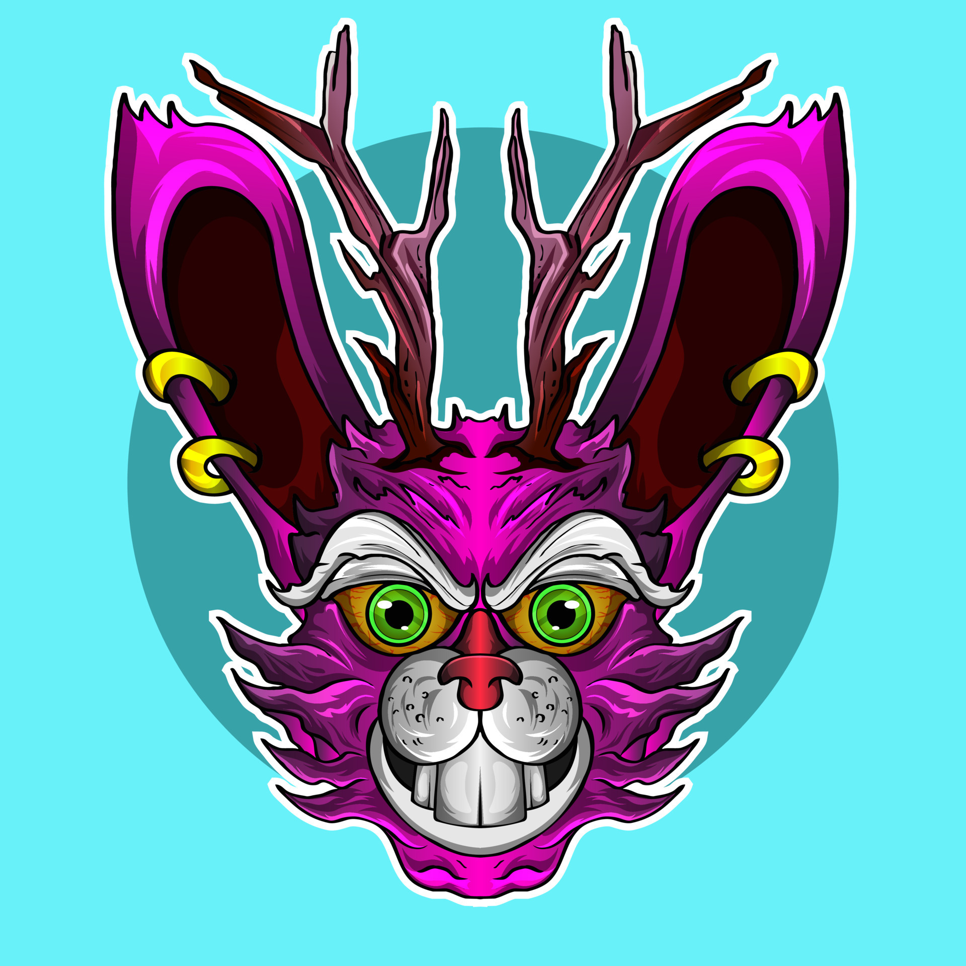 Rabbit Horn Fantasy Head Illustration Fantasy Domestic Rabbits