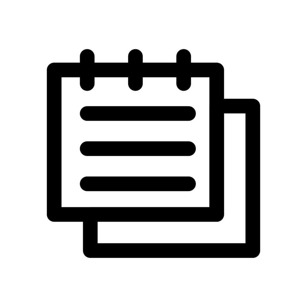 Paper notes icon line isolated on white background. Black flat thin ...