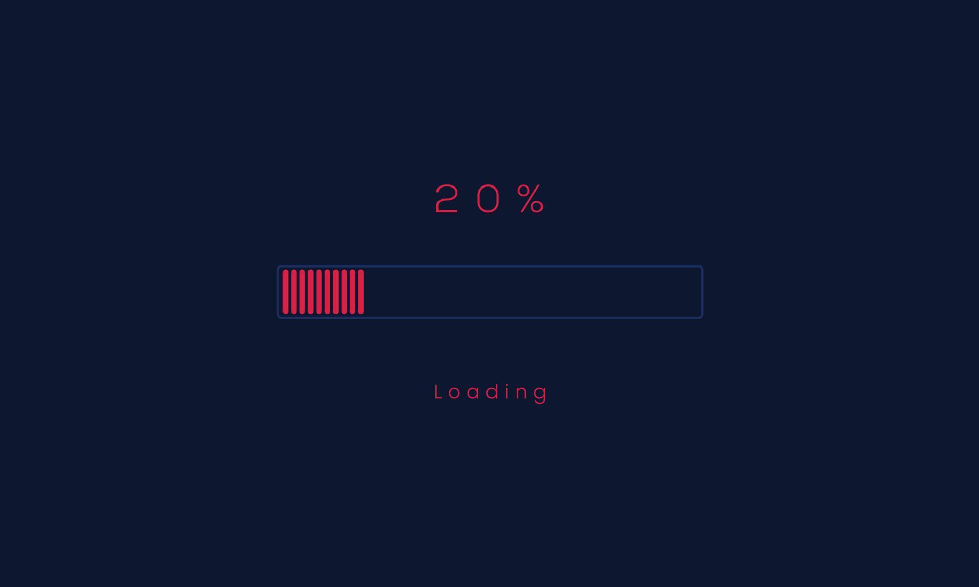 20 percent uploading Progress bar, red Loading and processing menu bar design. 16901602 Vector ...