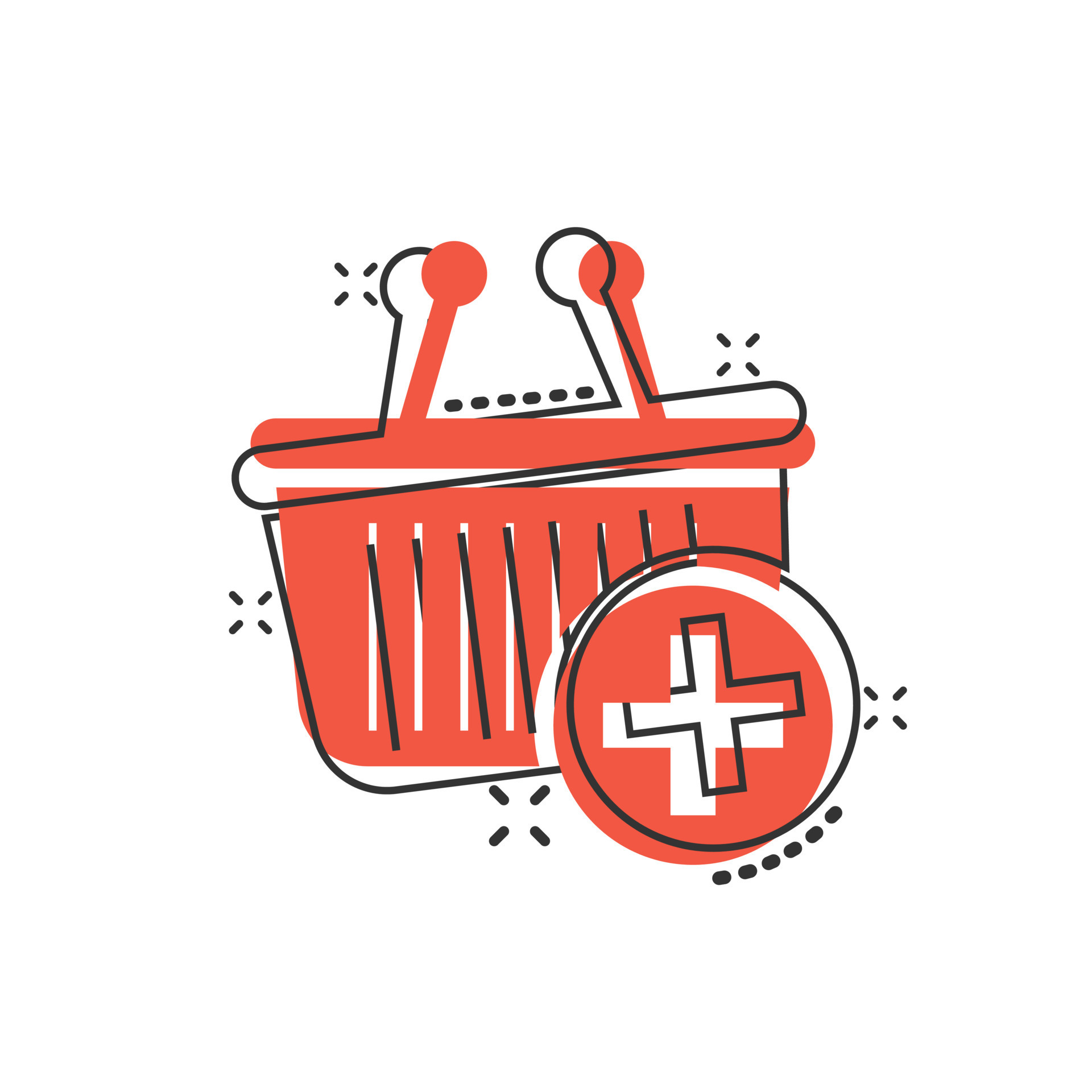 Add to cart icon in comic style. Shopping vector cartoon illustration ...