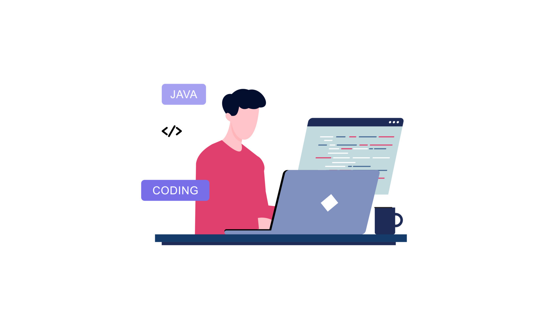 Man Programmer Is Working On His Laptop Coding And Programming 16915101 Vector Art At Vecteezy
