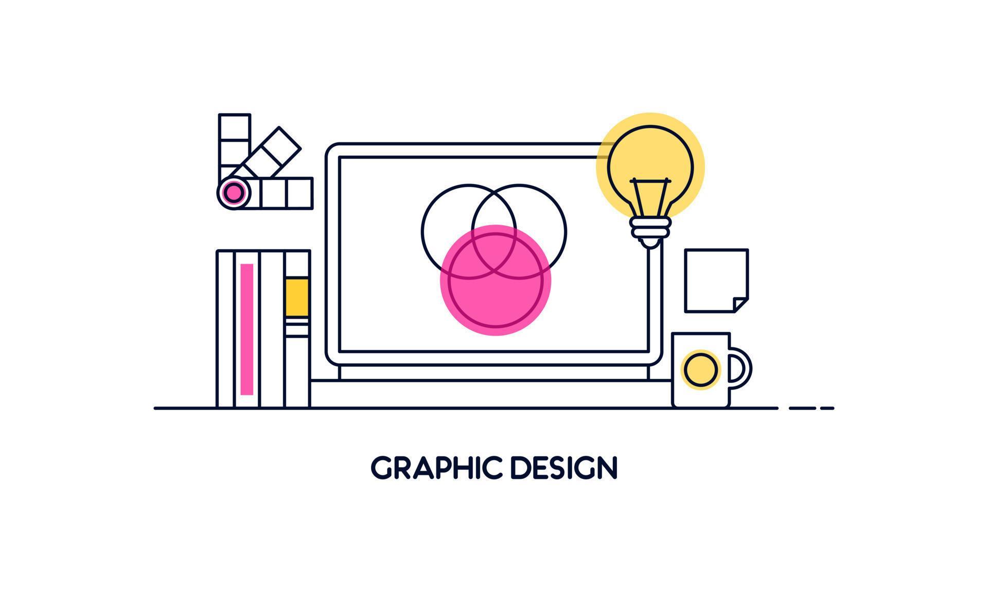 Abstract linear of graphic design, web design and development concepts. Elements for mobile and ...