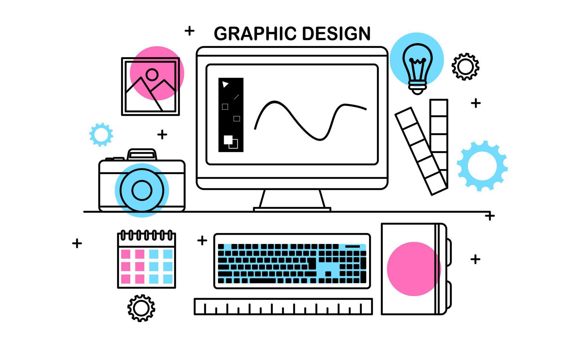 Abstract linear of graphic design, web design and development concepts. Elements for mobile and ...