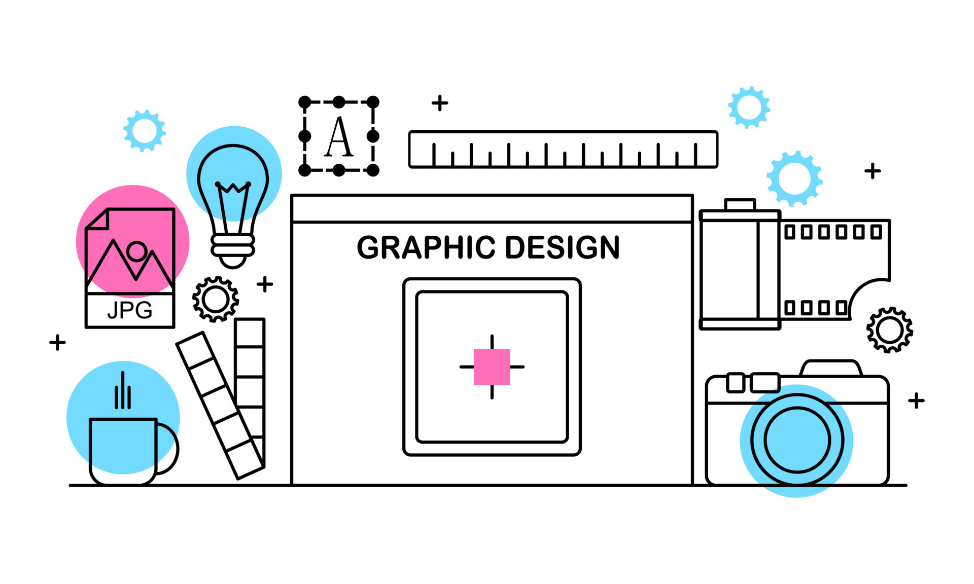 Abstract linear of graphic design, web design and development concepts. Elements for mobile and ...