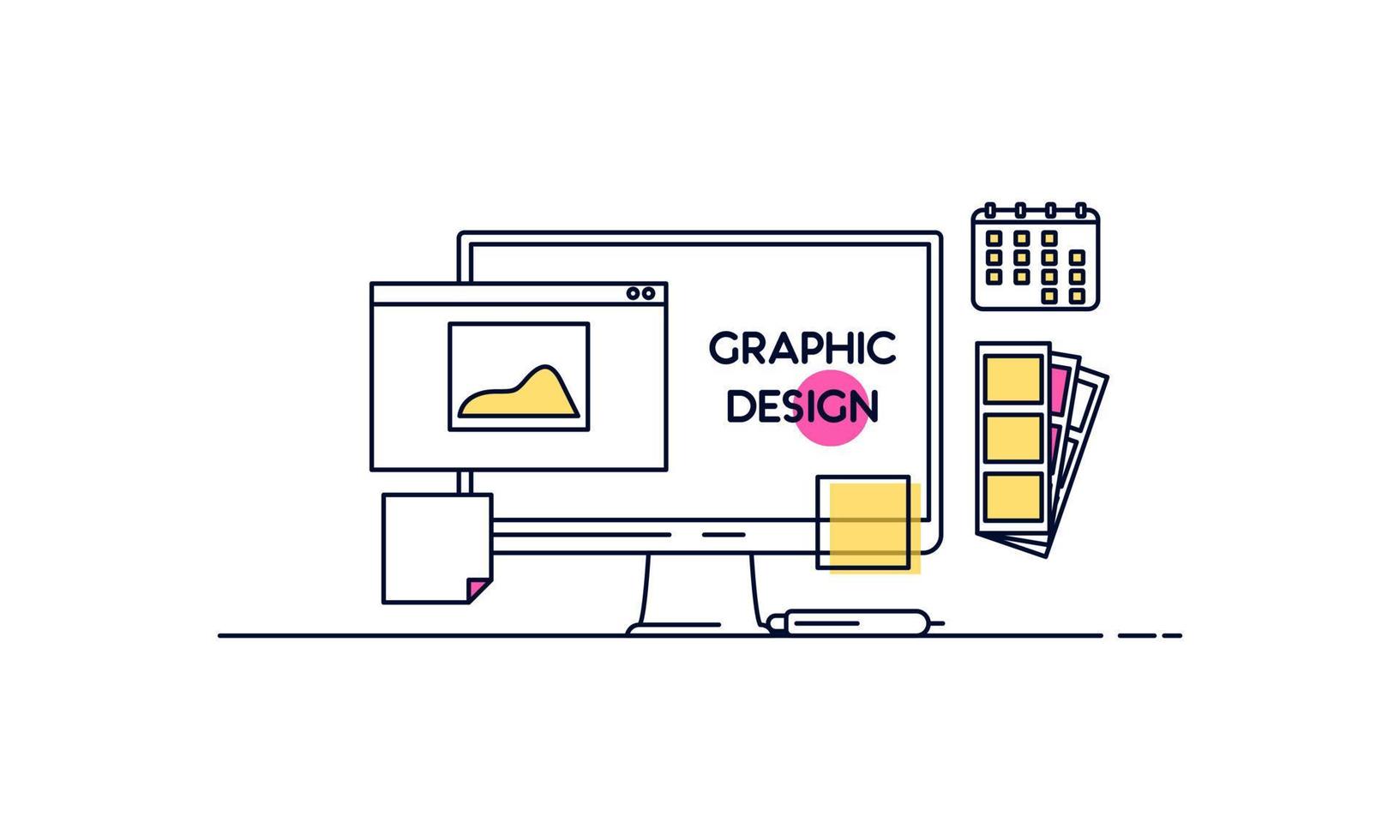 Abstract linear of graphic design, web design and development concepts. Elements for mobile and ...