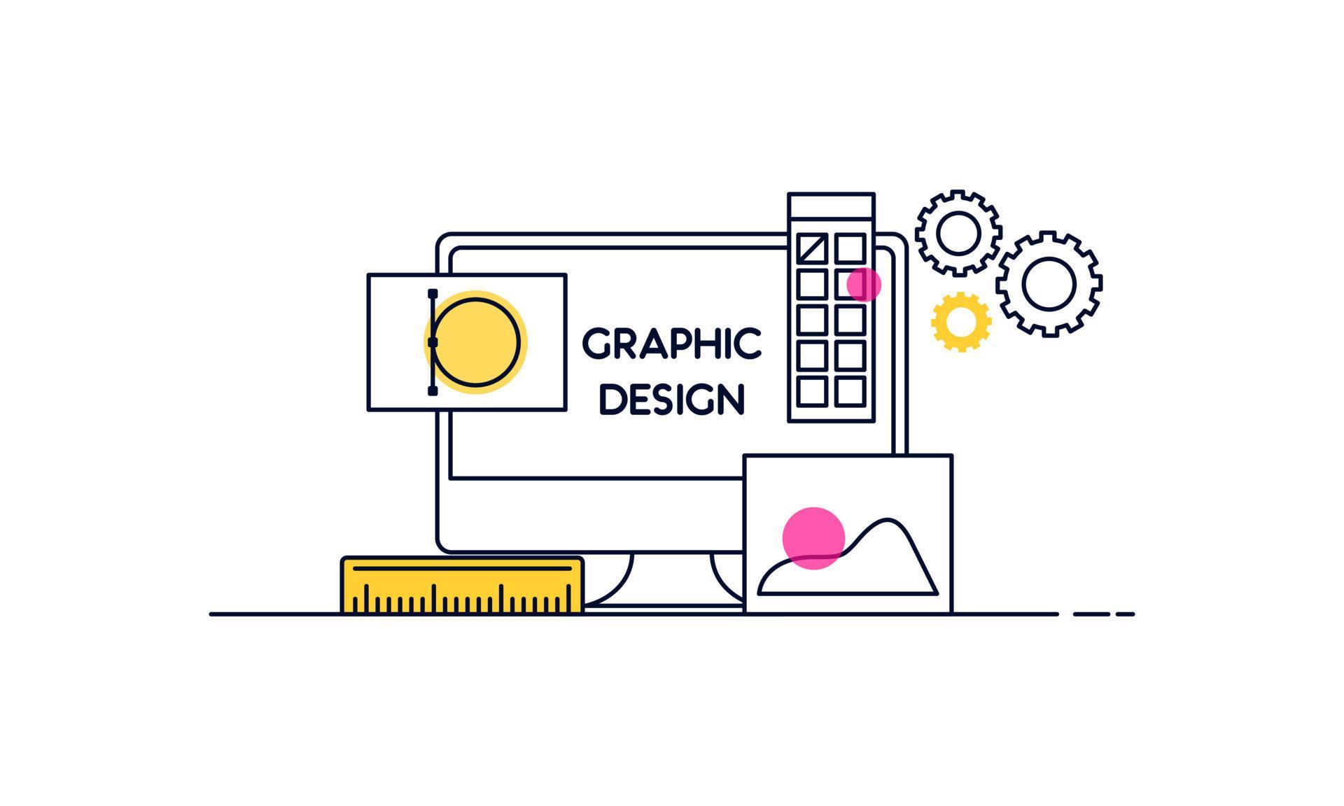 Abstract linear of graphic design, web design and development concepts. Elements for mobile and ...