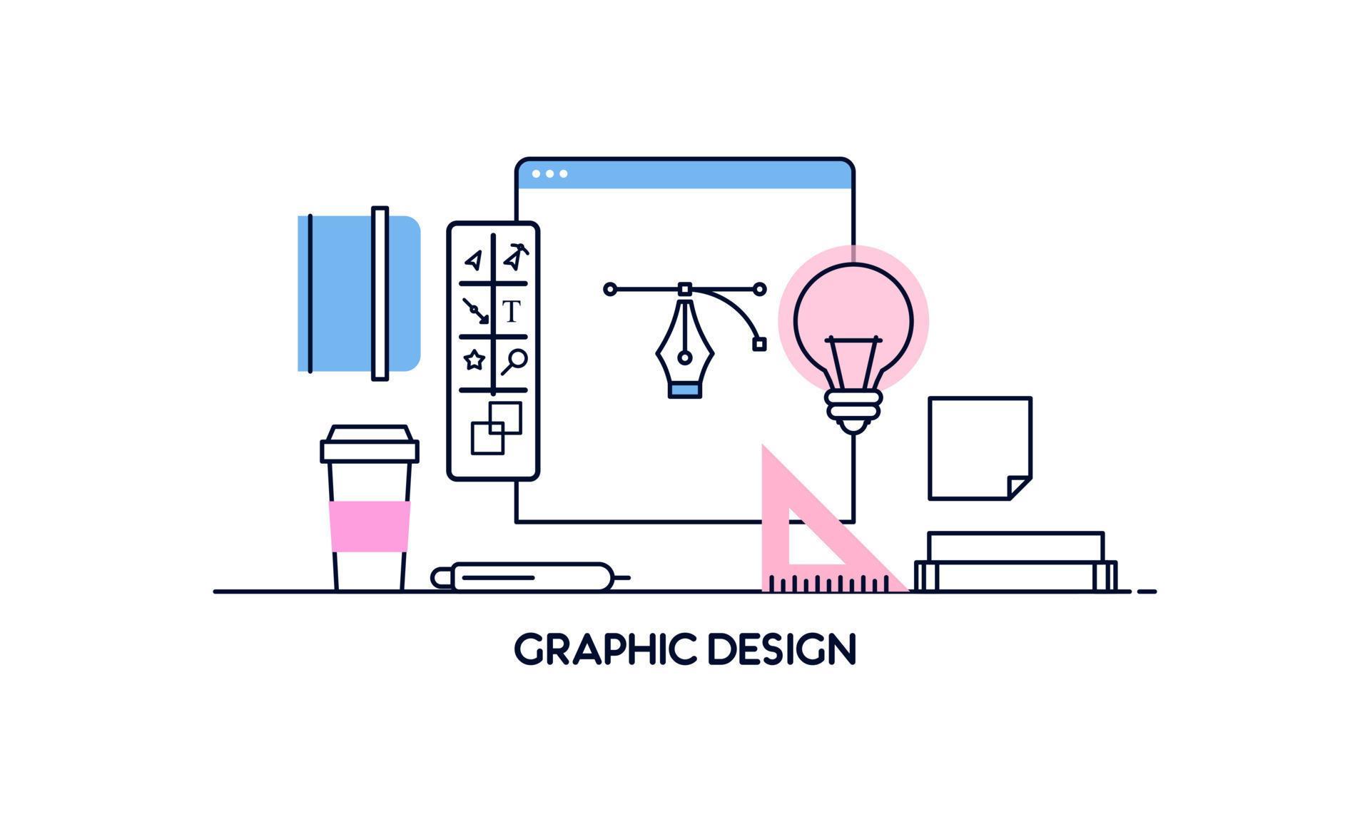 Abstract linear of graphic design, web design and development concepts. Elements for mobile and ...