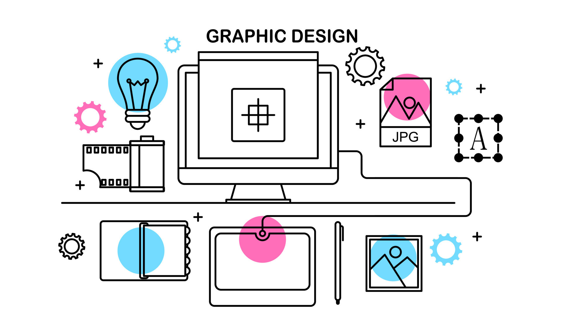 Abstract linear of graphic design, web design and development concepts ...