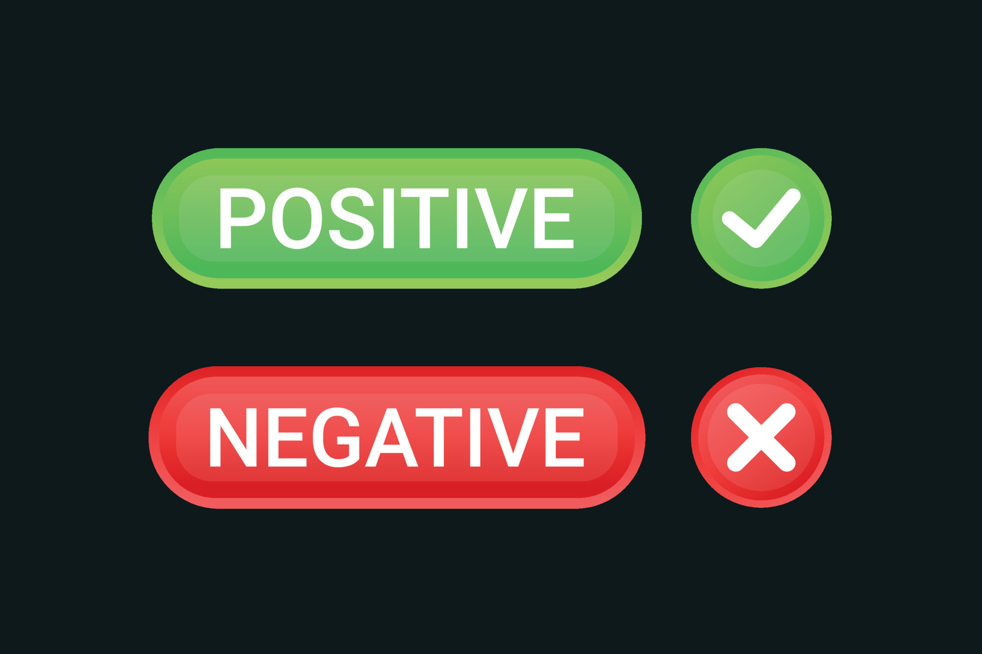 Positive And Negative Sign Button Check Mark Icon With Wrong Marks