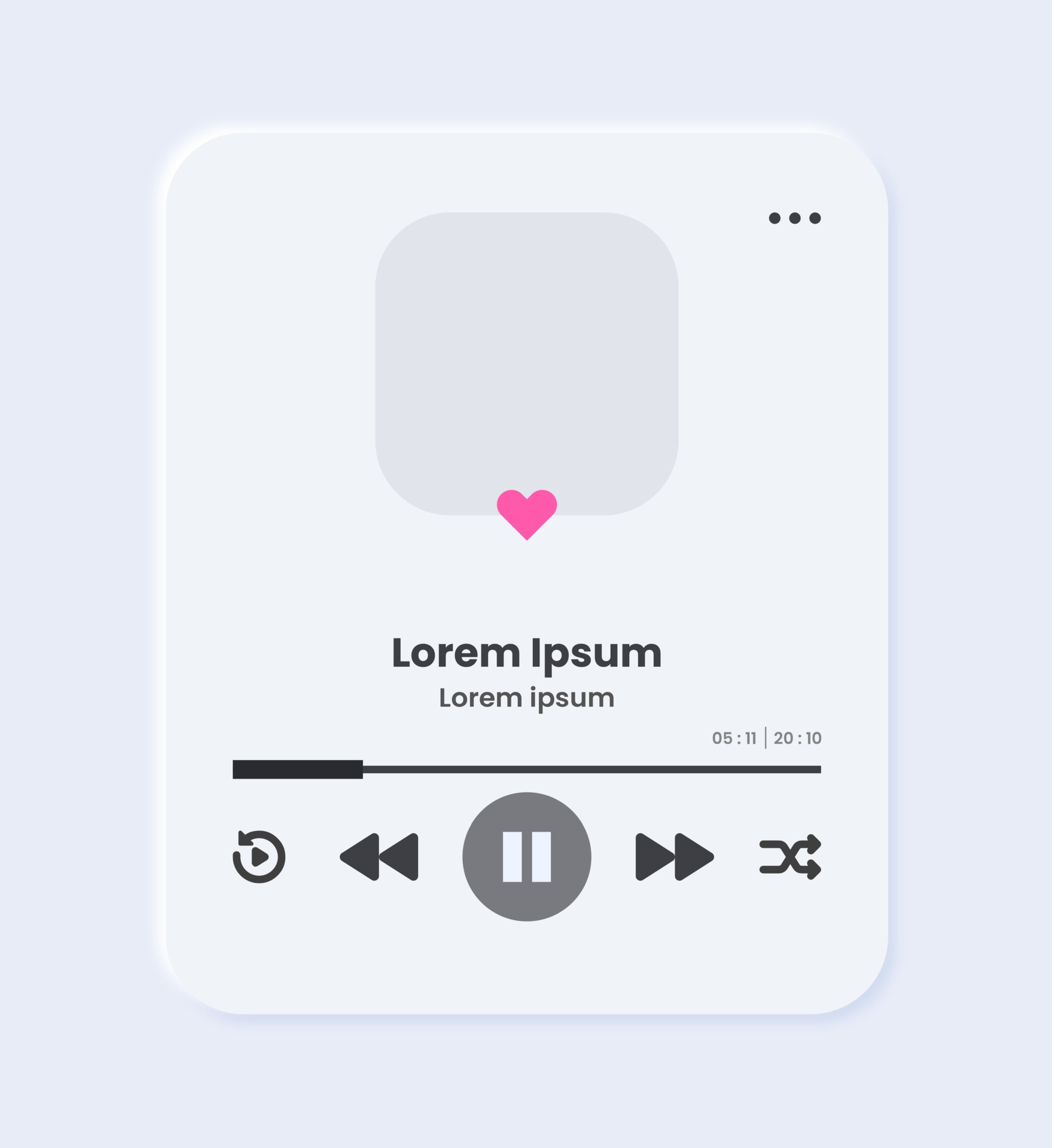Audio Player Interface In Neomorphic Design Style Multimedia