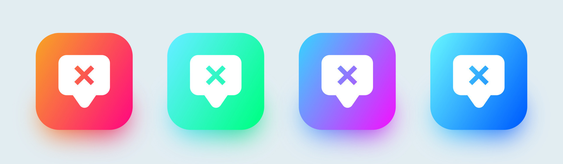 Block Chat Solid Icon In Square Gradient Colors Message Signs Vector
