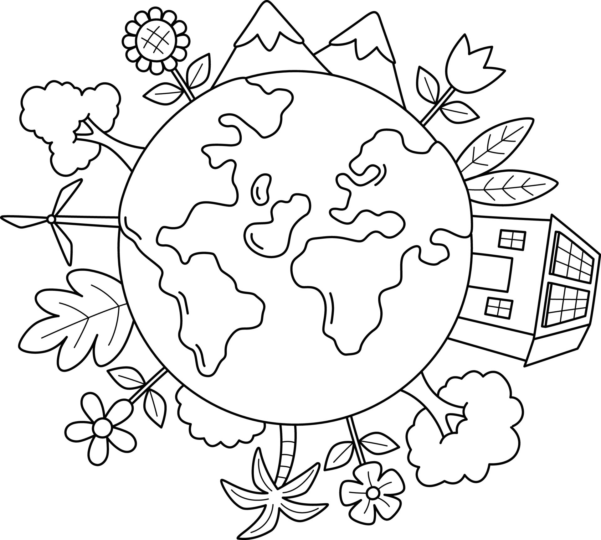 Love Earth Isolated Coloring Page for Kids 16920947 Vector Art at Vecteezy