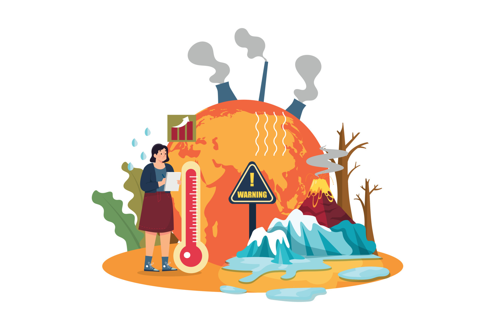 Concepto De Ilustración De Cambio Climático Sobre Fondo Blanco 16921140 Vector En Vecteezy