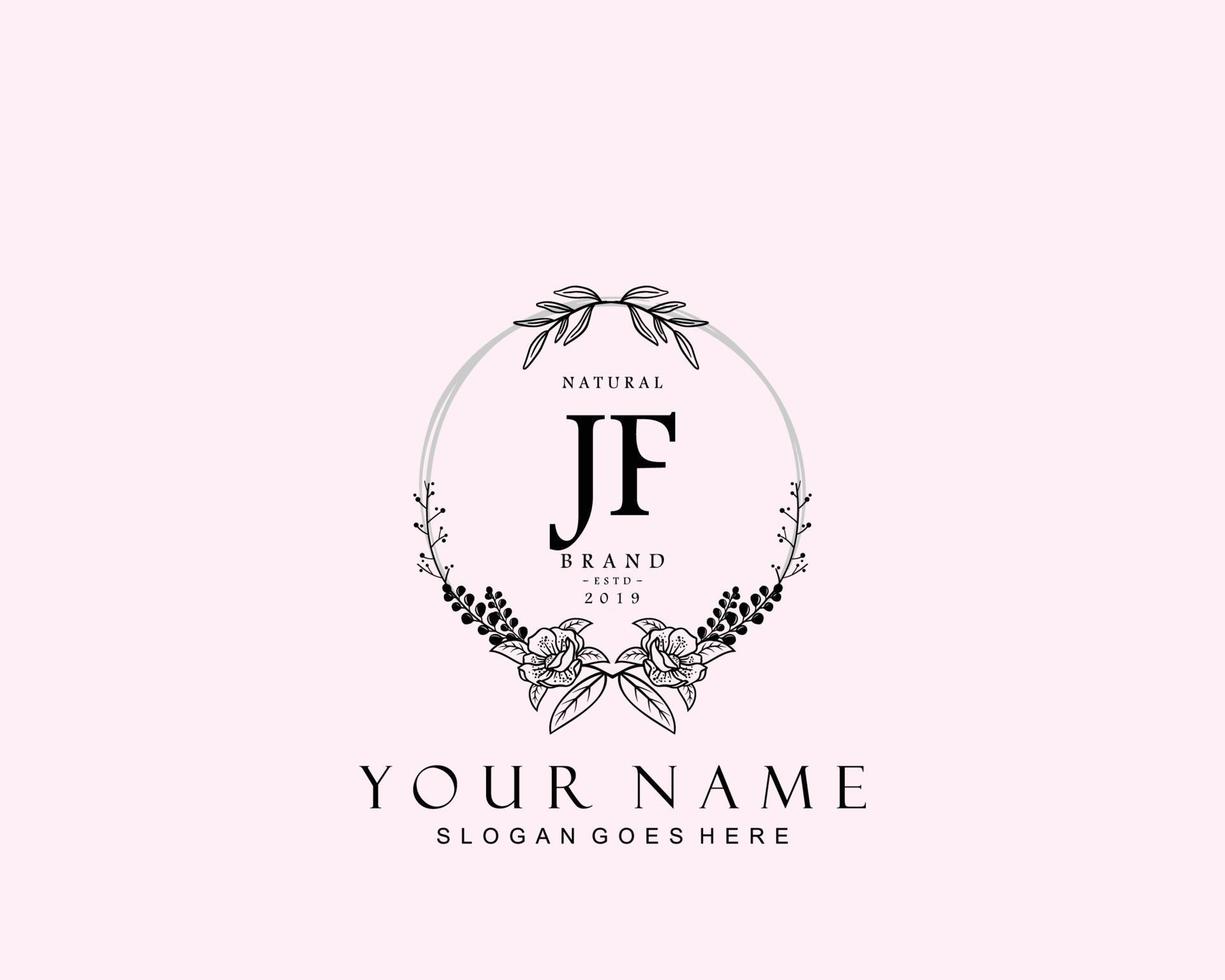 Initial JF beauty monogram and elegant logo design, handwriting logo of initial signature ...