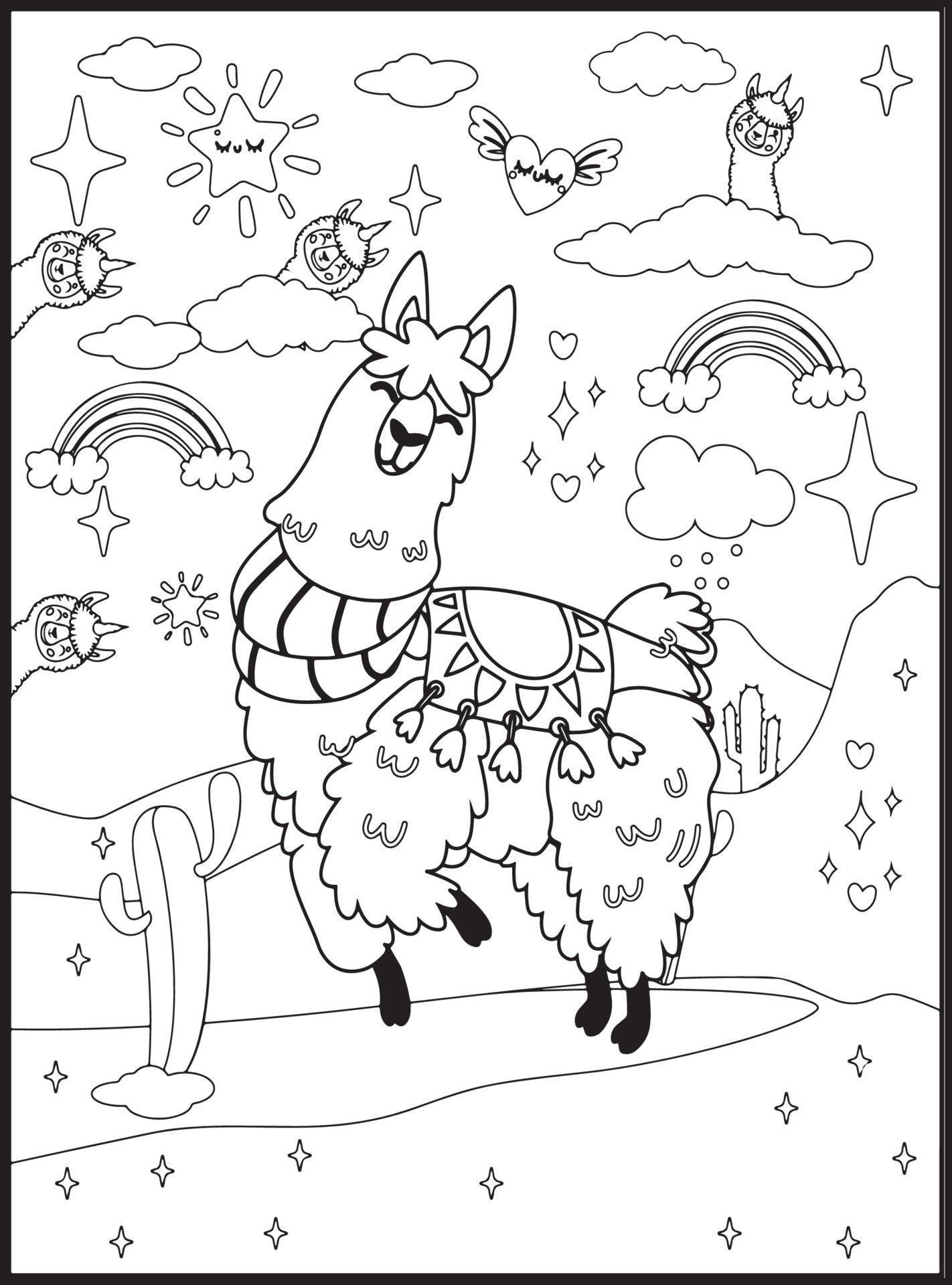 Llama Coloring Pages for Kids 16925071 Vector Art at Vecteezy
