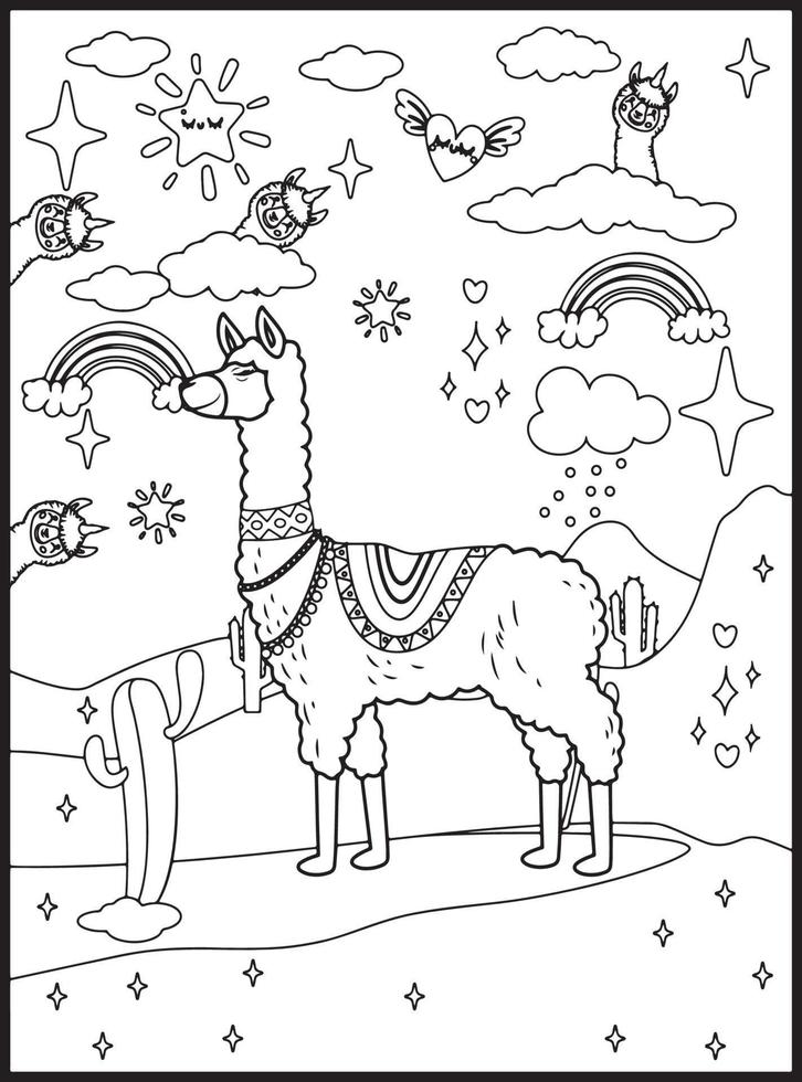 llamas para colorear para niños 16925072 Vector en Vecteezy