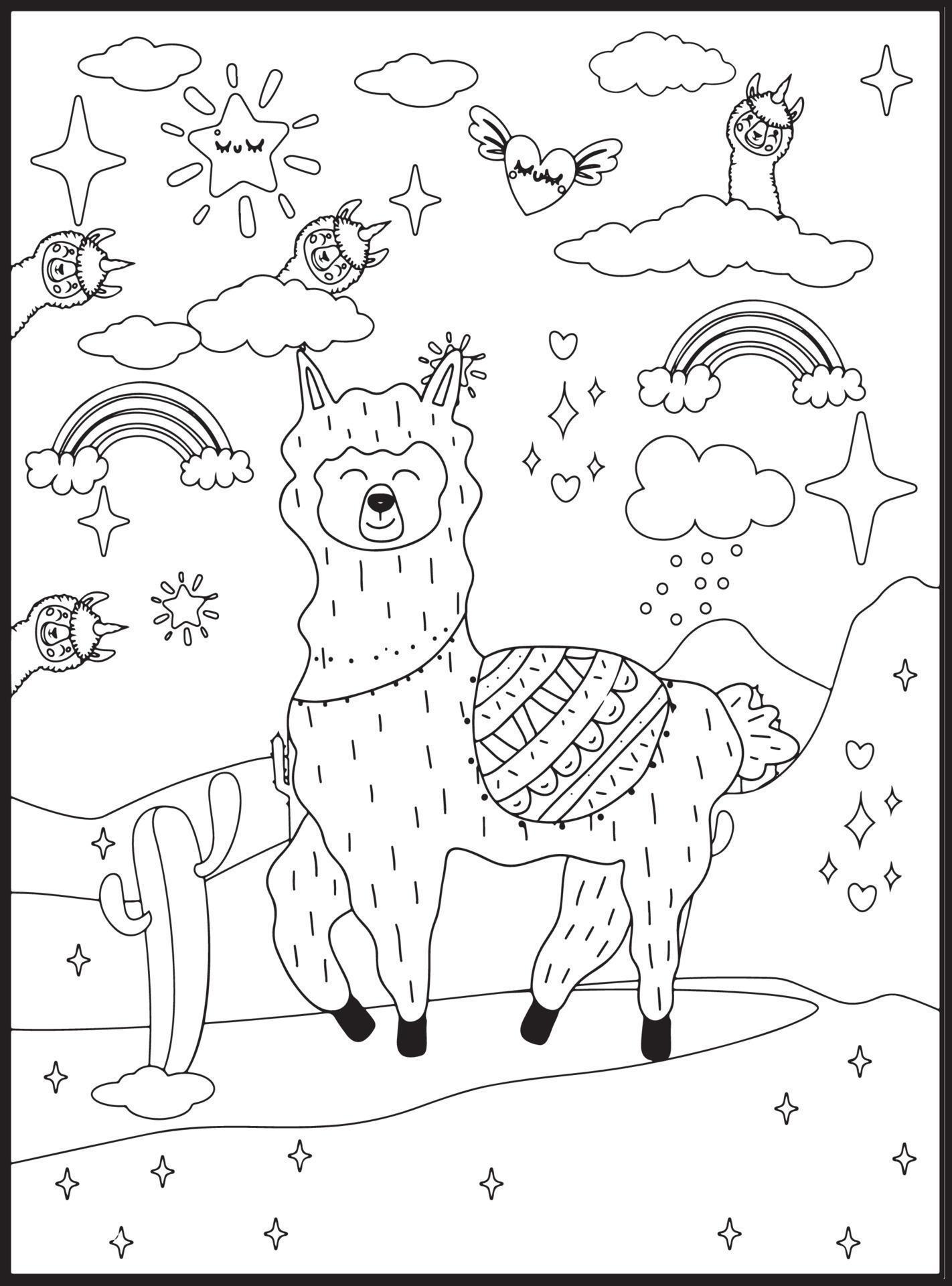 Llama Coloring Pages for Kids 16925074 Vector Art at Vecteezy