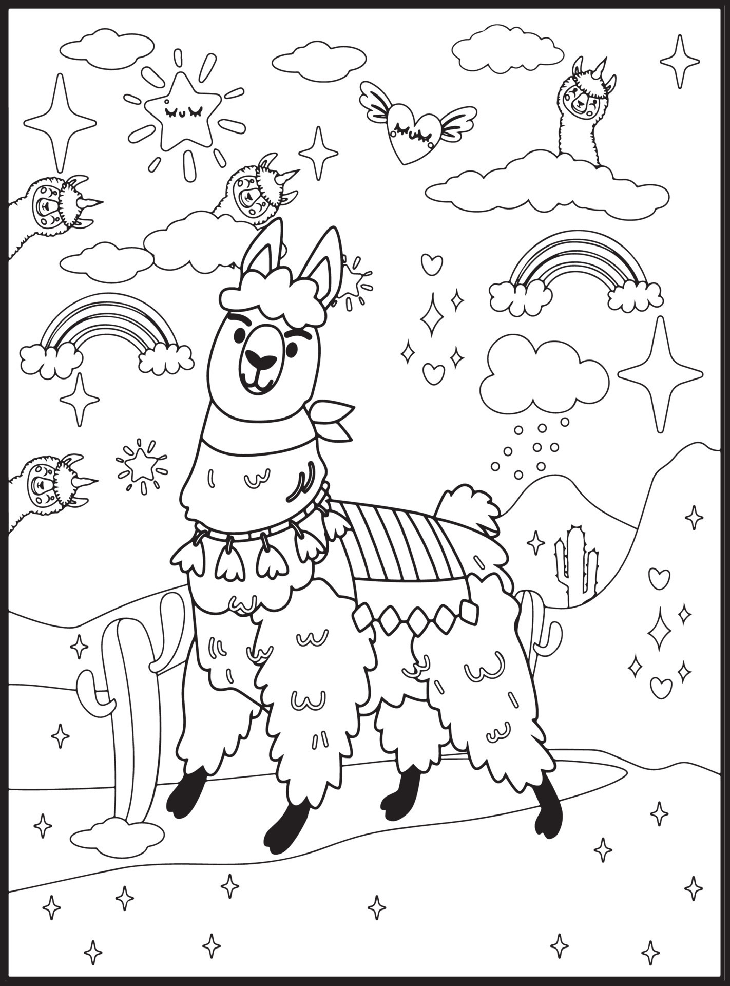Llama Coloring Pages for Kids 16925077 Vector Art at Vecteezy