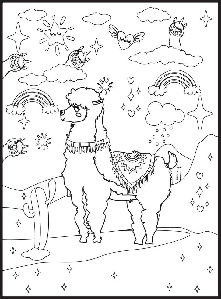 Llama Coloring Pages for Kids 16925078 Vector Art at Vecteezy