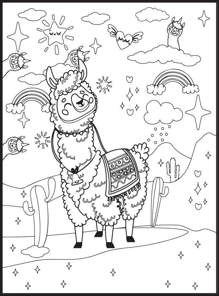 llamas para colorear para niños 16925079 Vector en Vecteezy