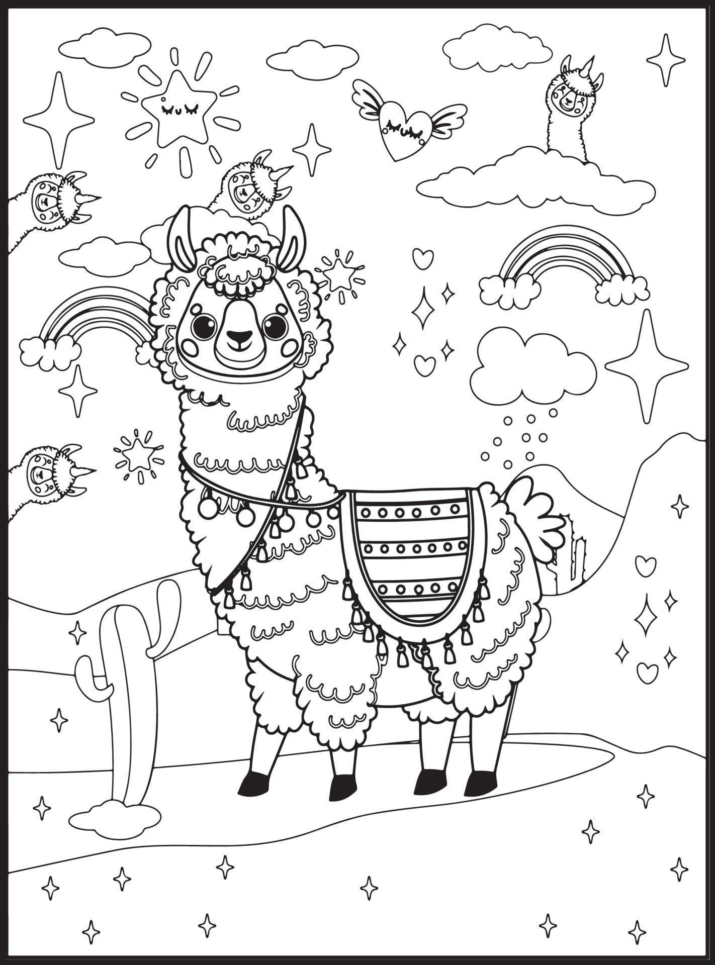 Llama Coloring Pages for Kids 16925080 Vector Art at Vecteezy