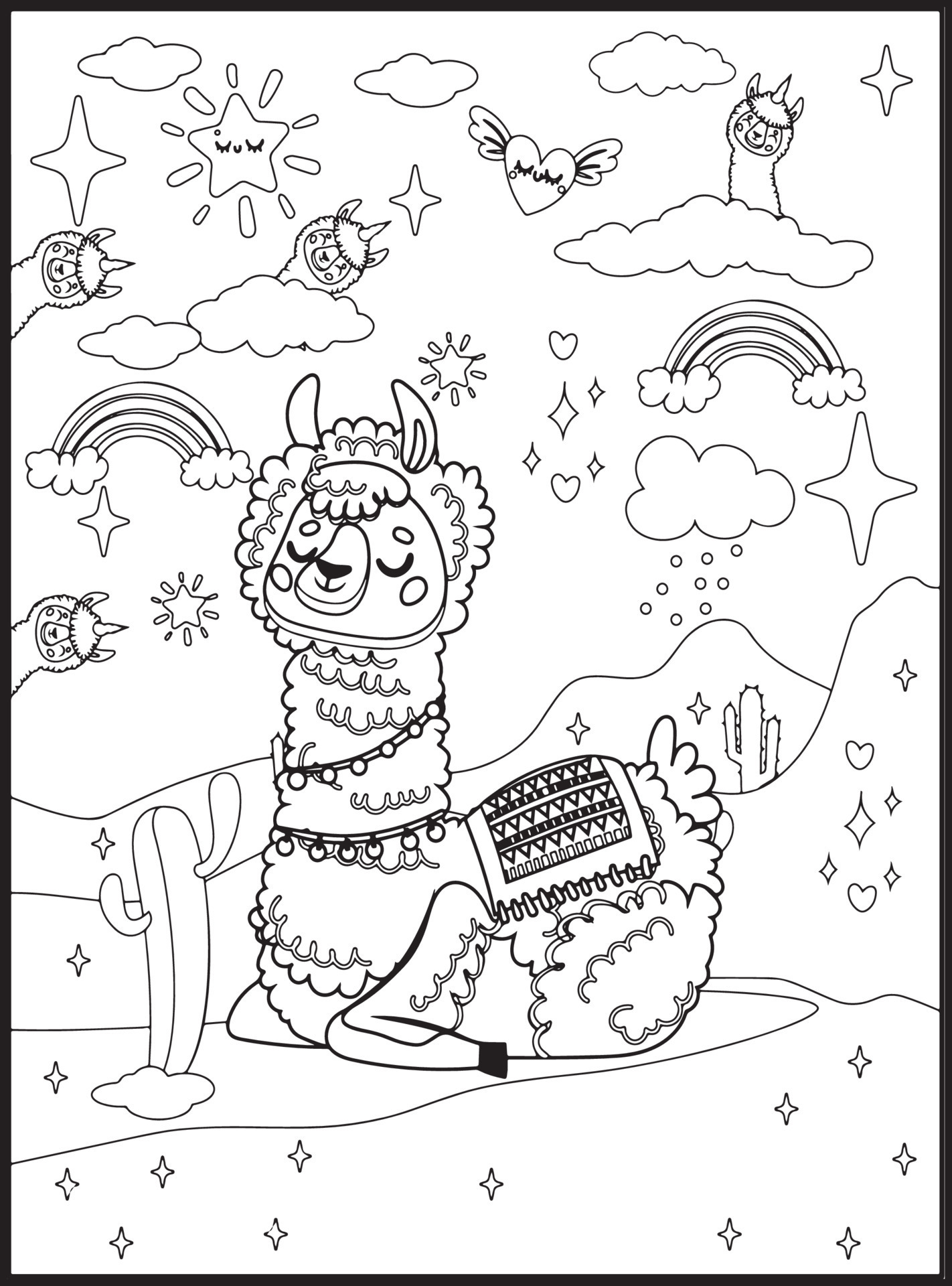 llamas para colorear para niños 16925082 Vector en Vecteezy