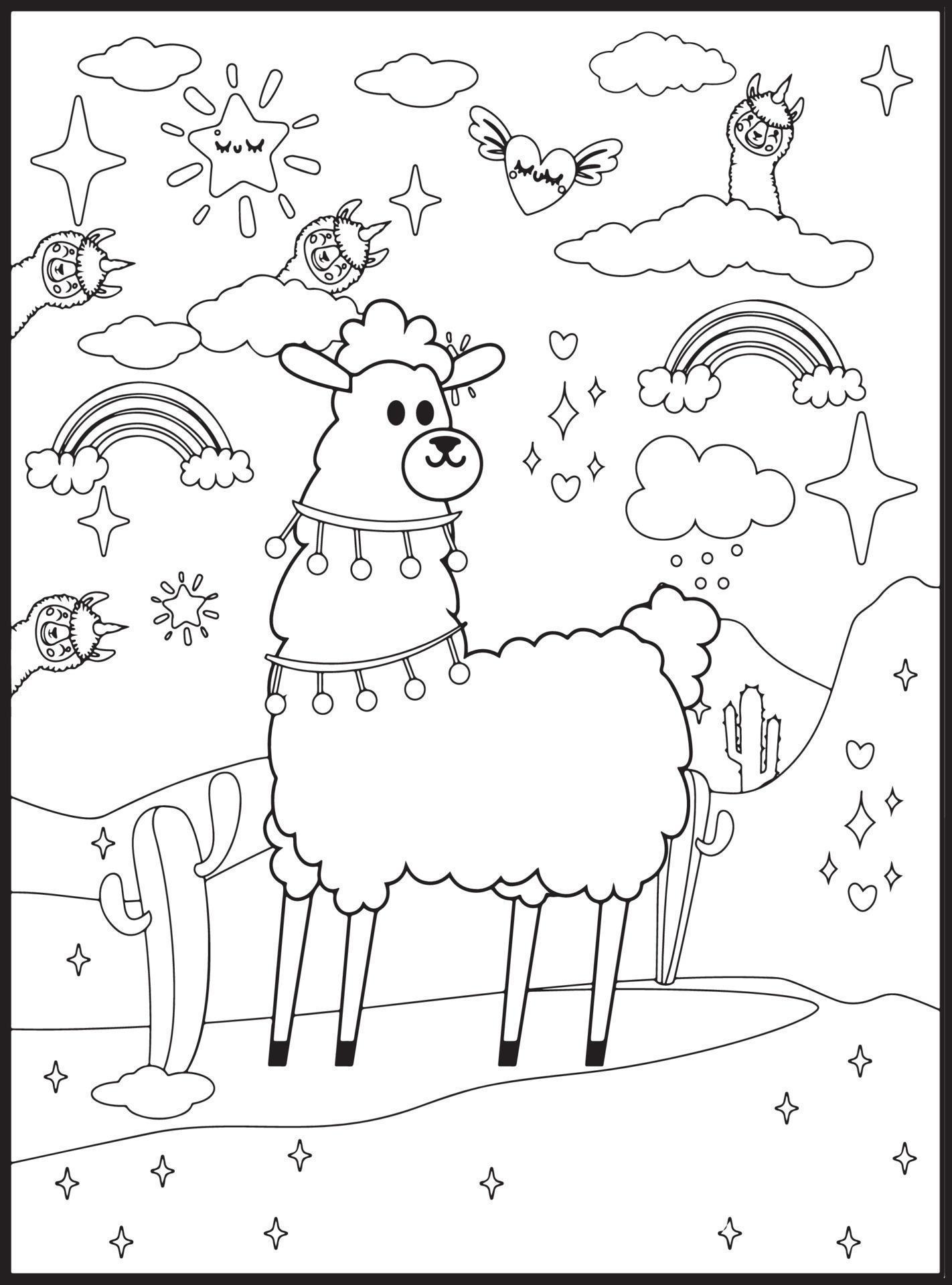 Llama Coloring Pages for Kids 16925086 Vector Art at Vecteezy