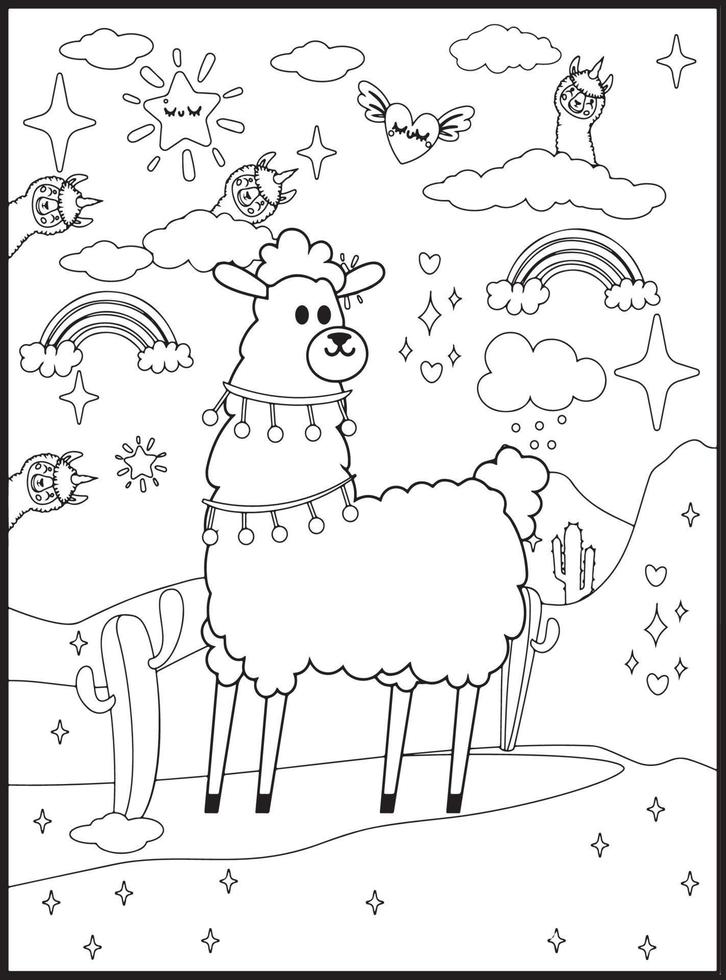 Llama Coloring Pages for Kids 16925086 Vector Art at Vecteezy
