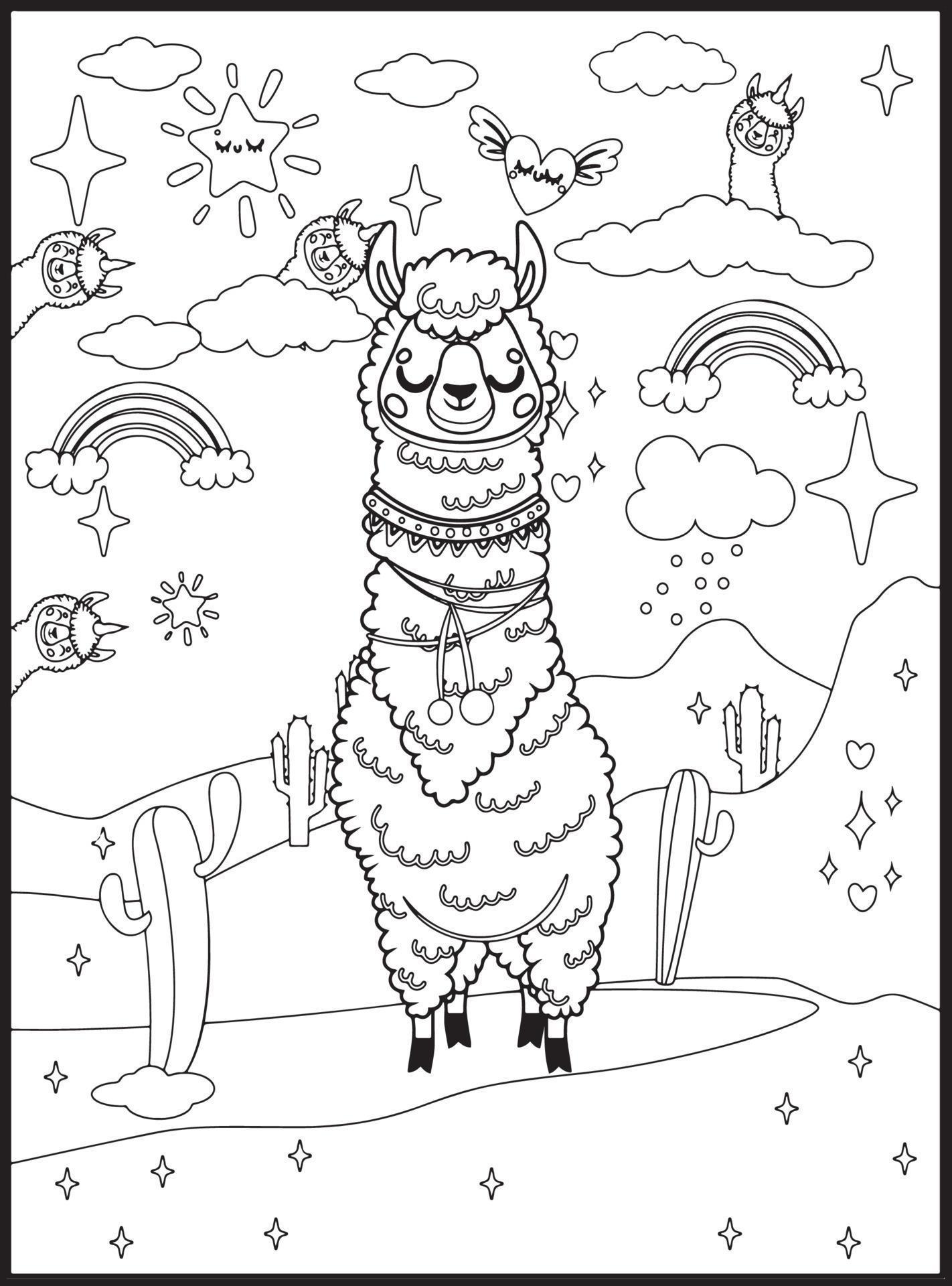 Llama Coloring Pages for Kids 16925089 Vector Art at Vecteezy