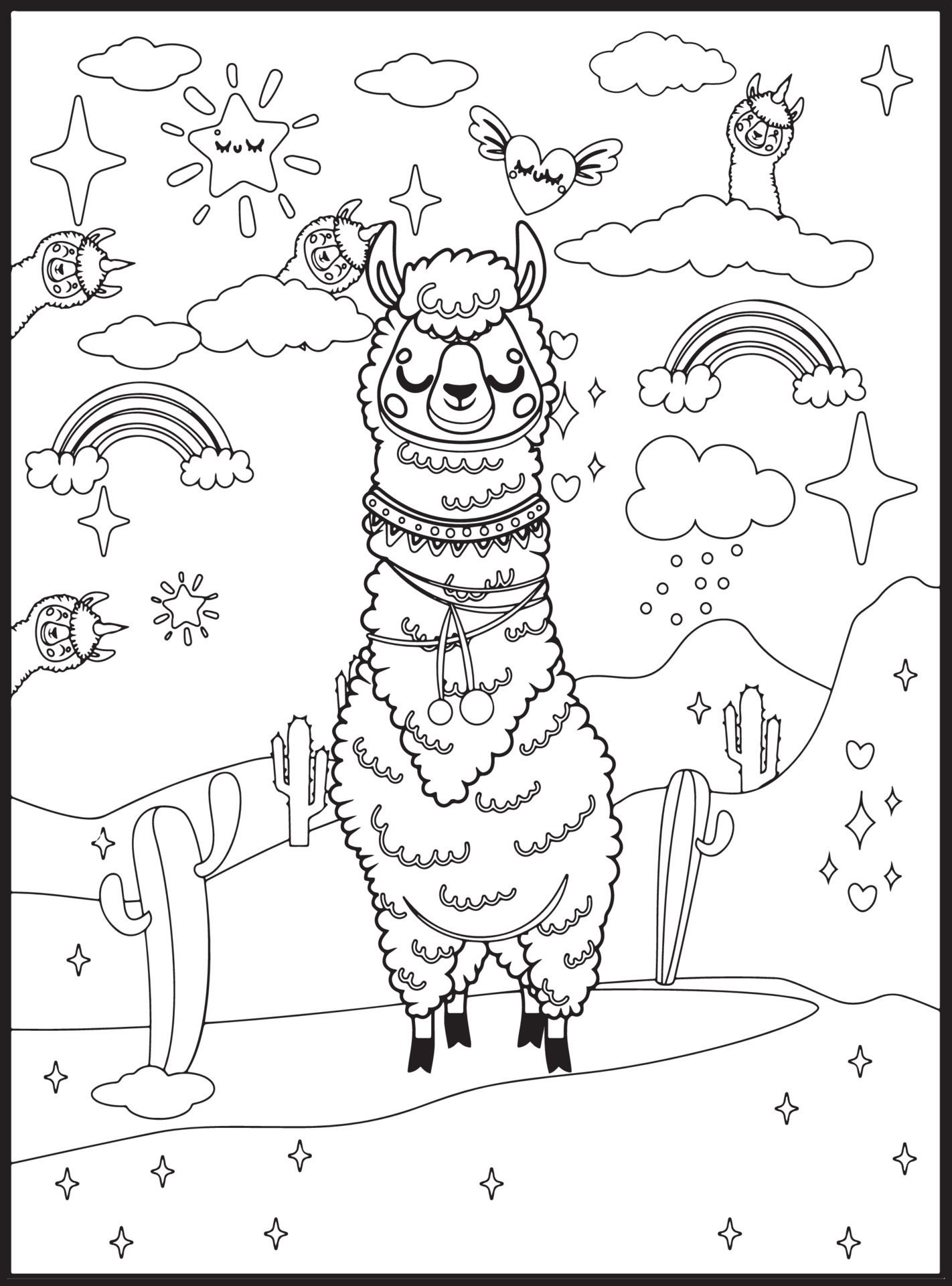 Llama Coloring Pages for Kids 16925089 Vector Art at Vecteezy