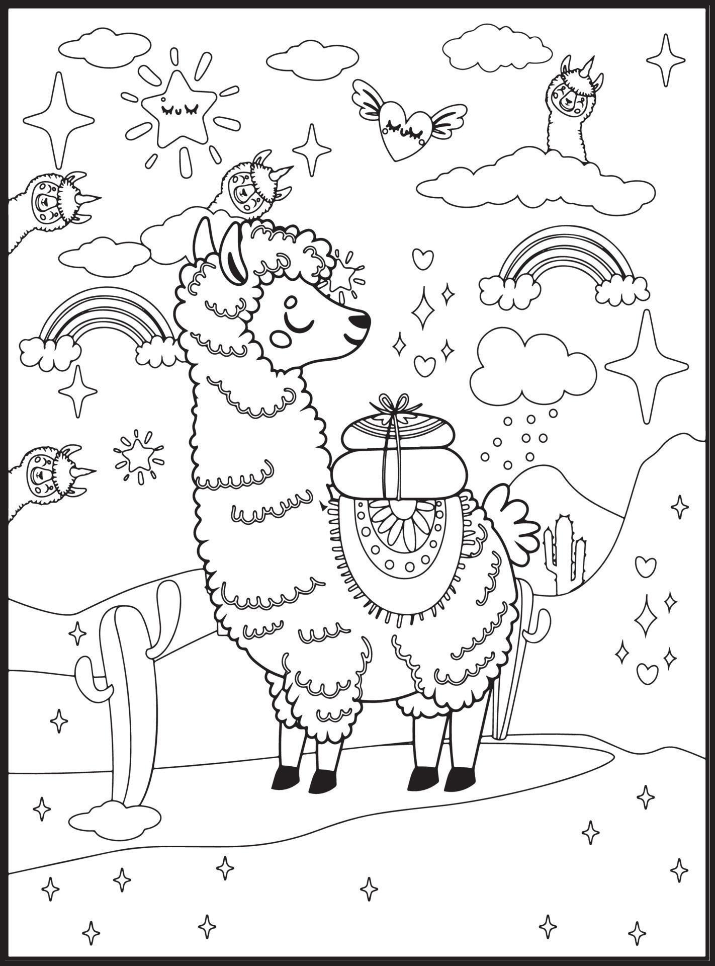 Llama Coloring Pages for Kids 16925094 Vector Art at Vecteezy