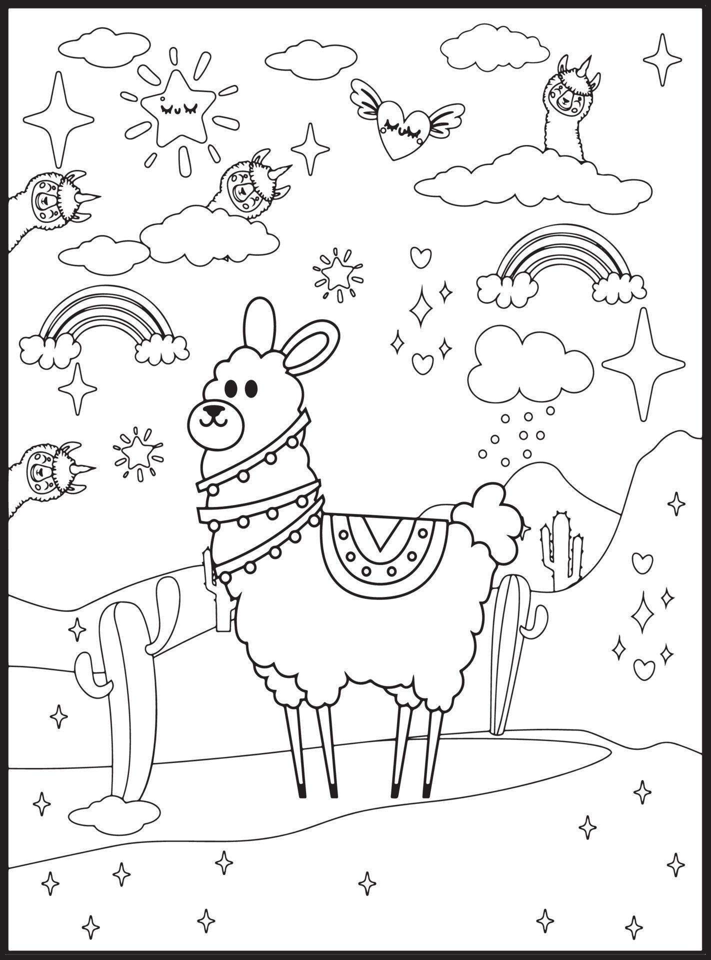 Llama Coloring Pages for Kids 16925095 Vector Art at Vecteezy
