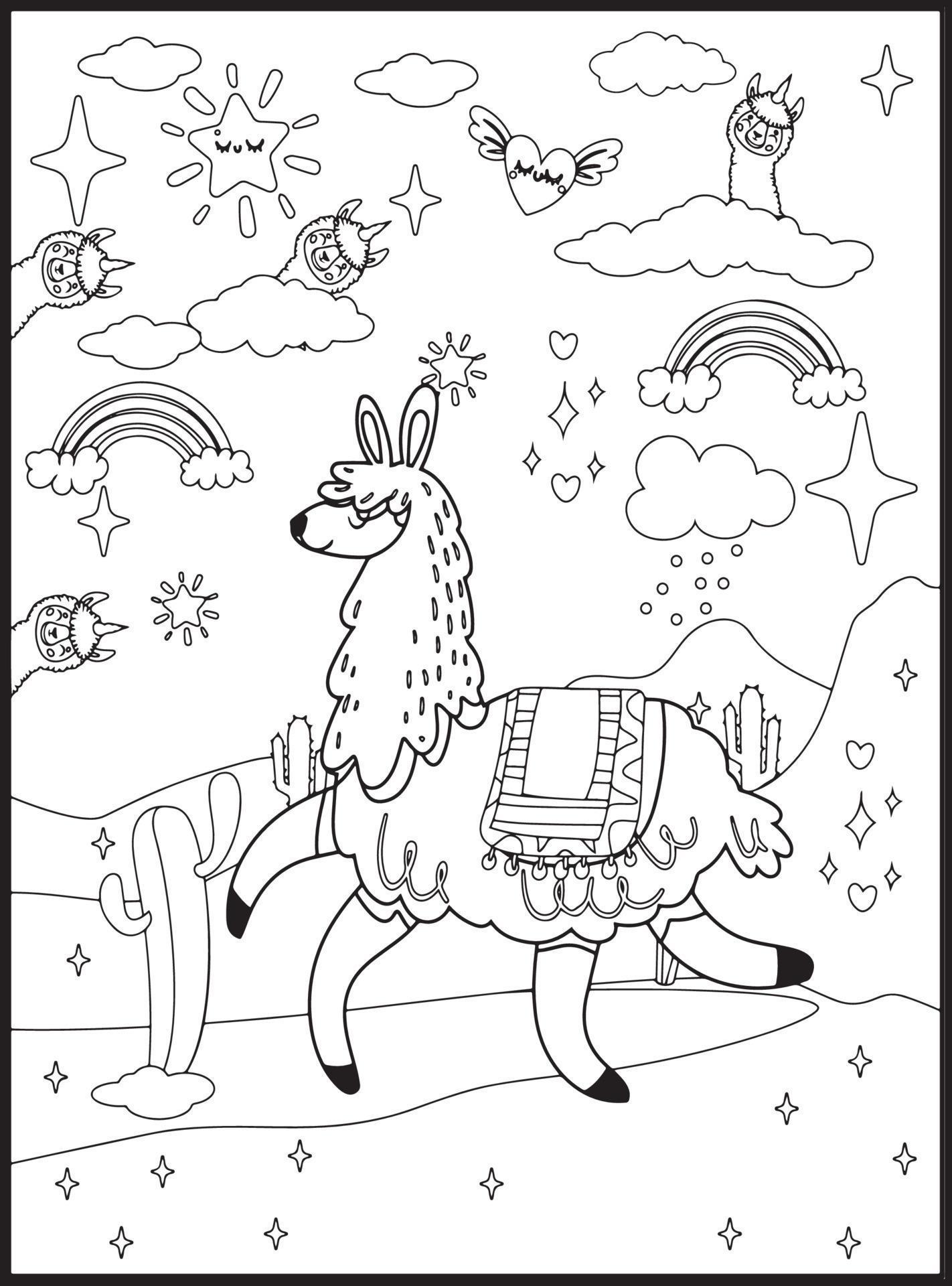 Llama Coloring Pages for Kids 16925096 Vector Art at Vecteezy