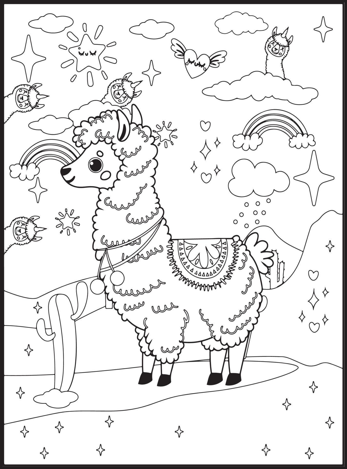 llamas para colorear para niños 16925098 Vector en Vecteezy