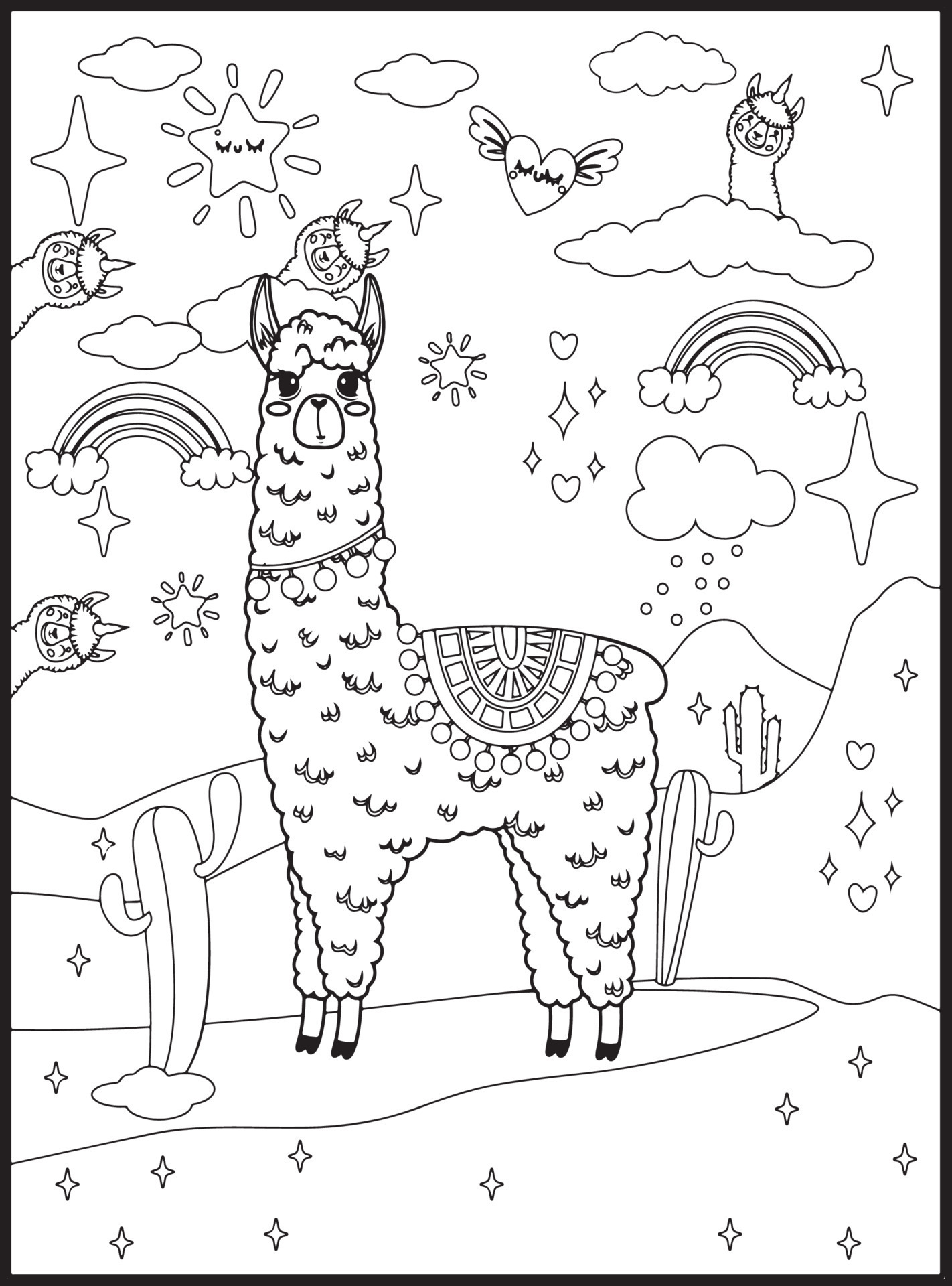 Llama Coloring Pages for Kids 16925102 Vector Art at Vecteezy