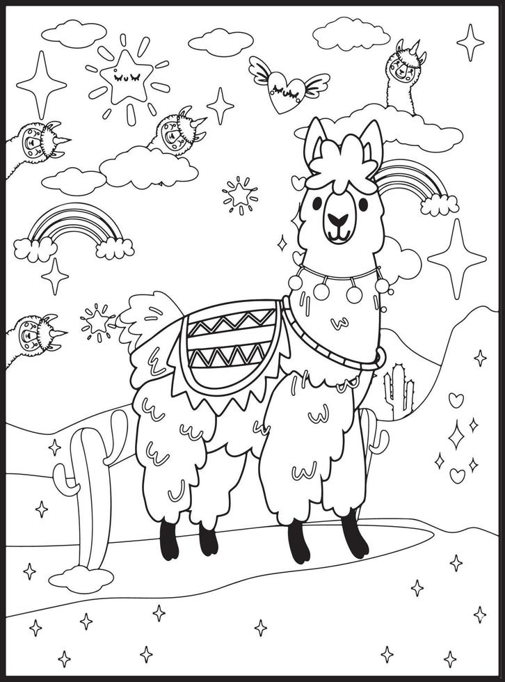 Llama Coloring Pages for Kids 16925104 Vector Art at Vecteezy