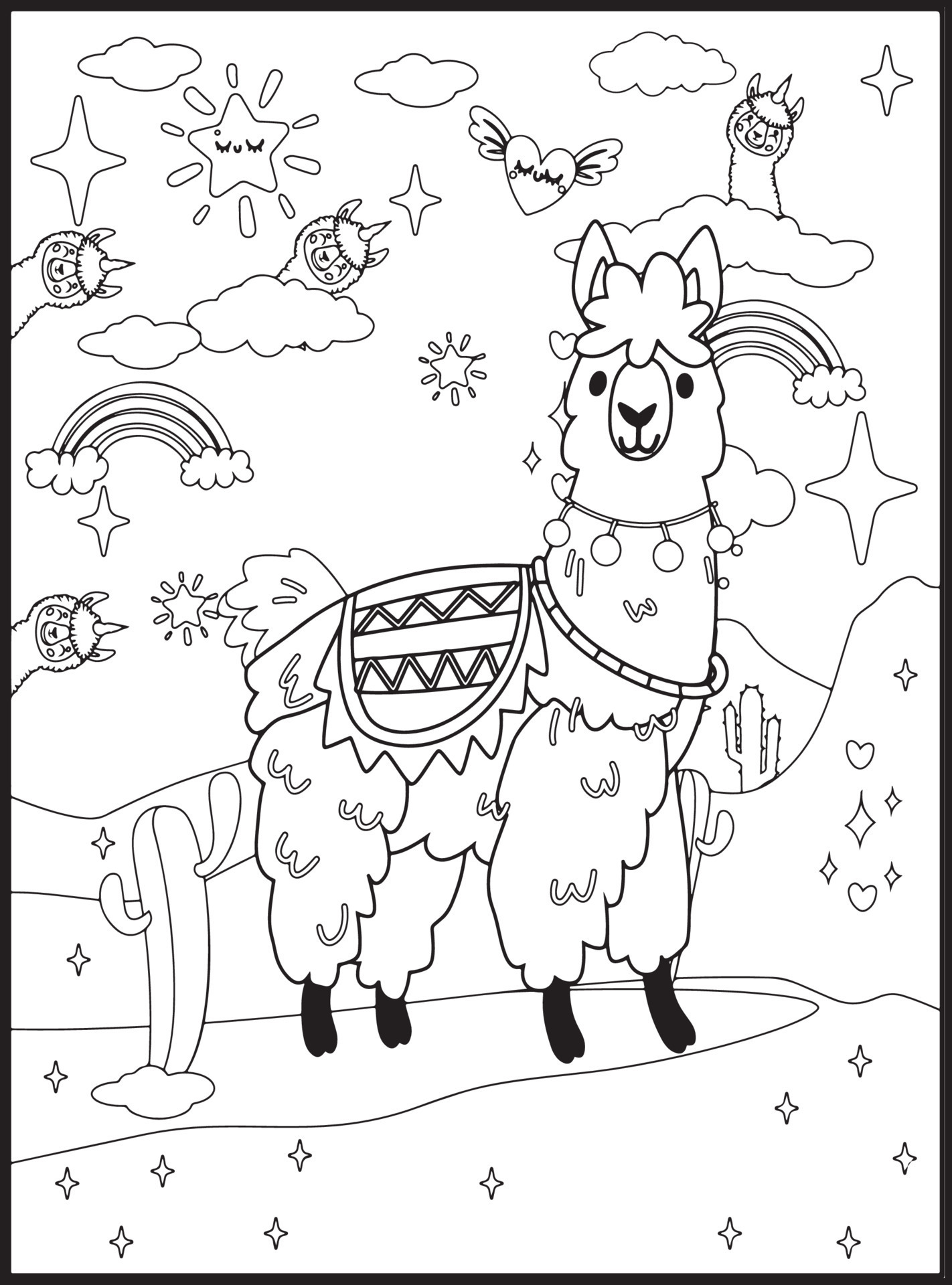 Llama Coloring Pages for Kids 16925104 Vector Art at Vecteezy