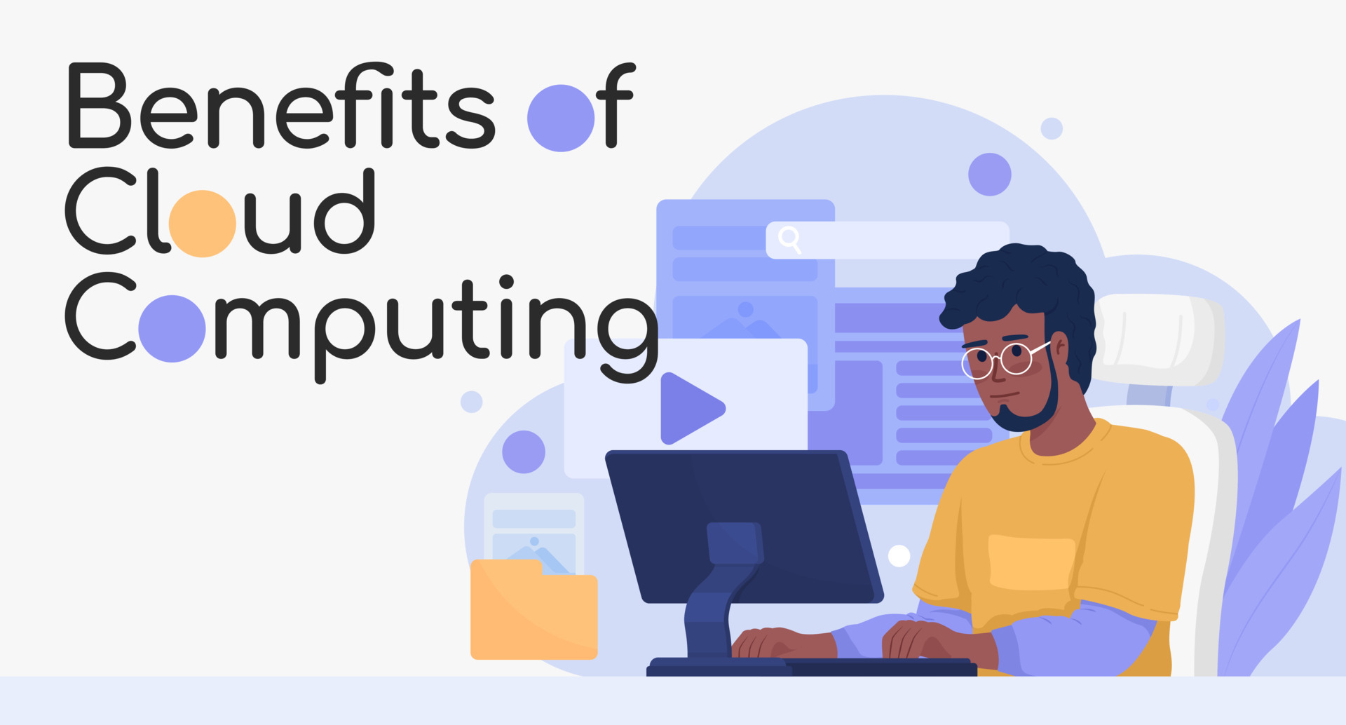 Benefits of cloud computing flat vector banner template. Digital ...