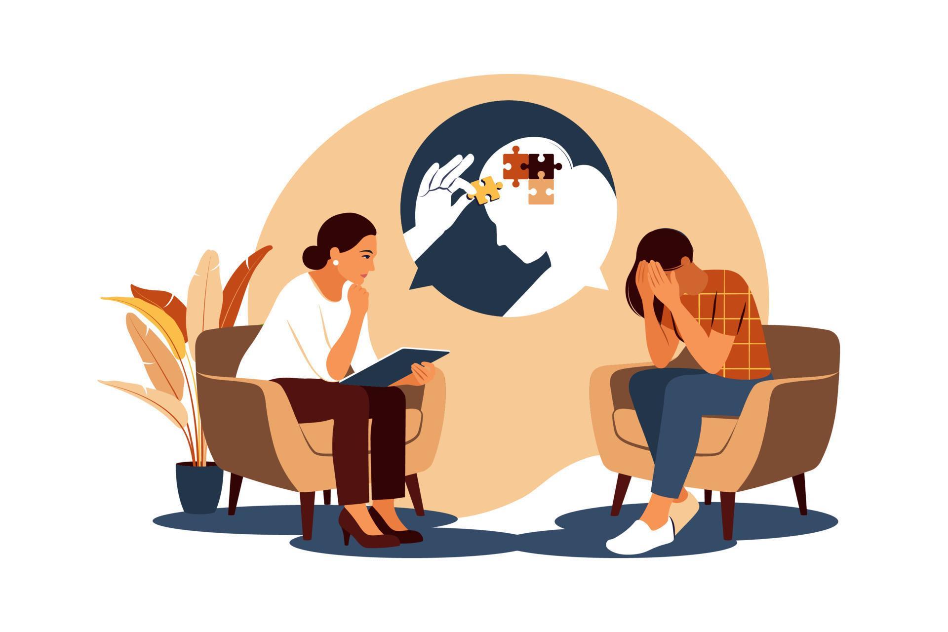 Psychology Job With Counseling Depressions And Anxiety Two Women Are