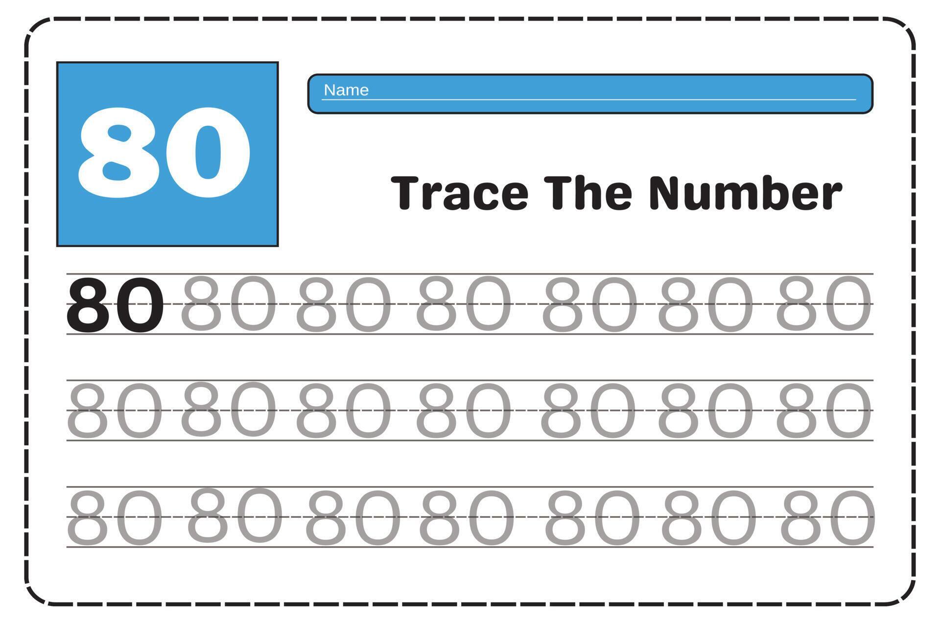 Number 80 tracing practice worksheet with Worksheet for learning ...