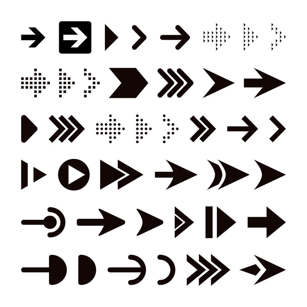 conjunto de iconos de flecha. colección de flechas. conjunto grande de flecha simple. flechas ...