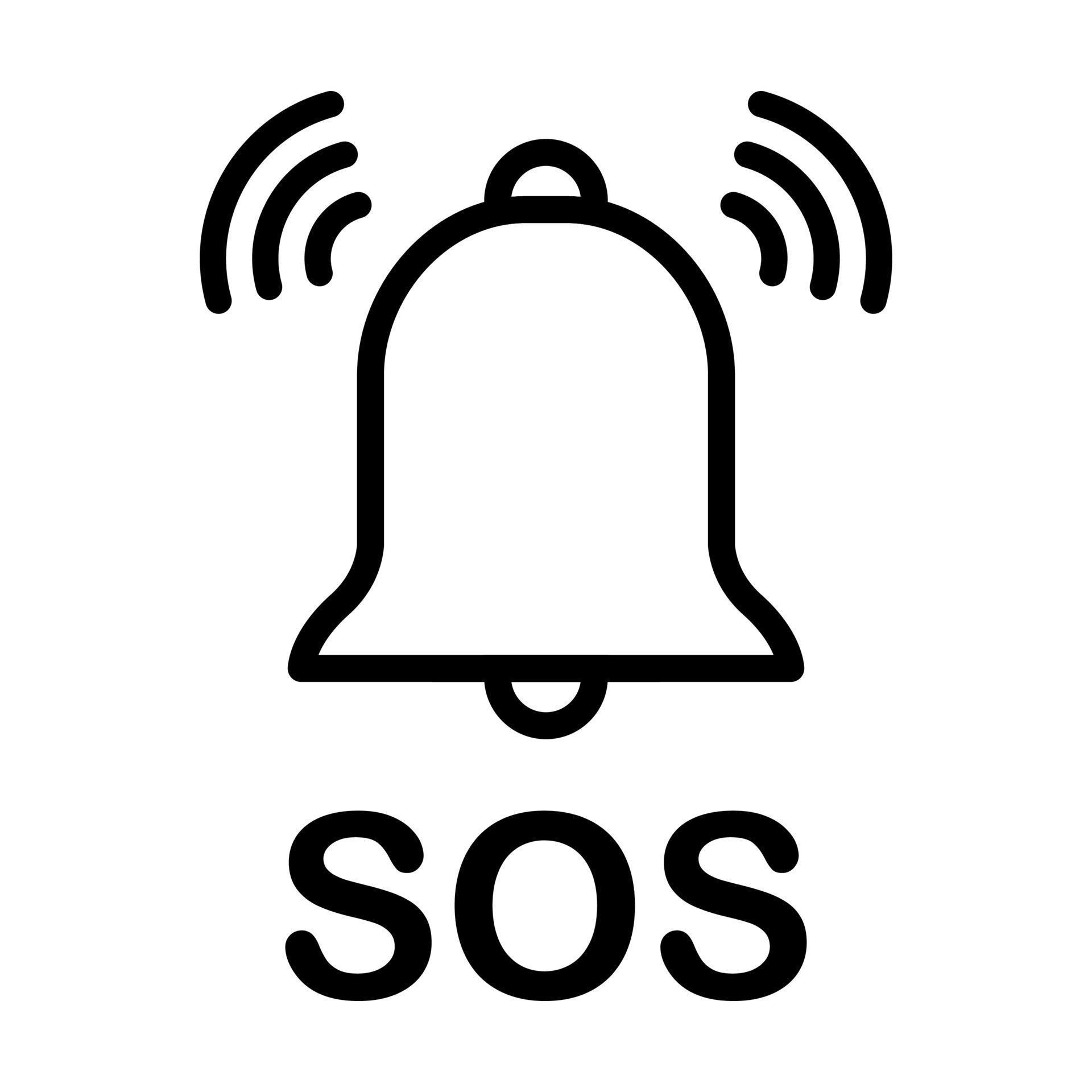 SOS bell icon vector emergency alarm help symbol for graphic design, logo, website, social media ...