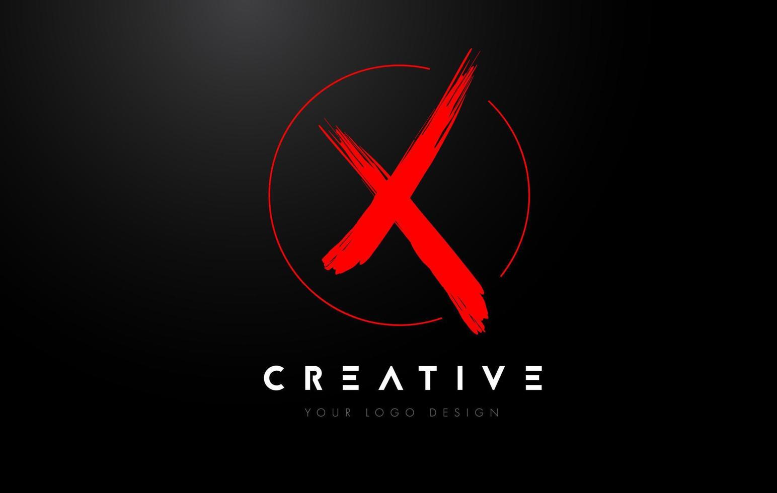Red X Brush Letter Logo Design. Artistic Handwritten Letters Logo Concept. 16940193 Vector Art ...