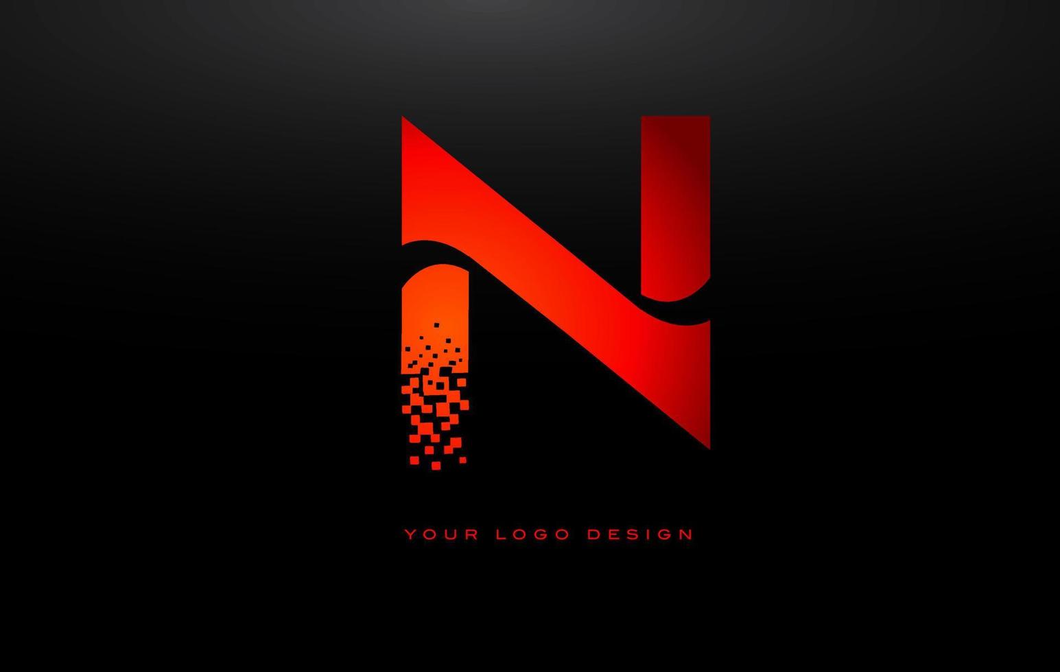 N Initial Letter Logo Design with Digital Pixels in Red Colors. 16940231 Vector Art at Vecteezy